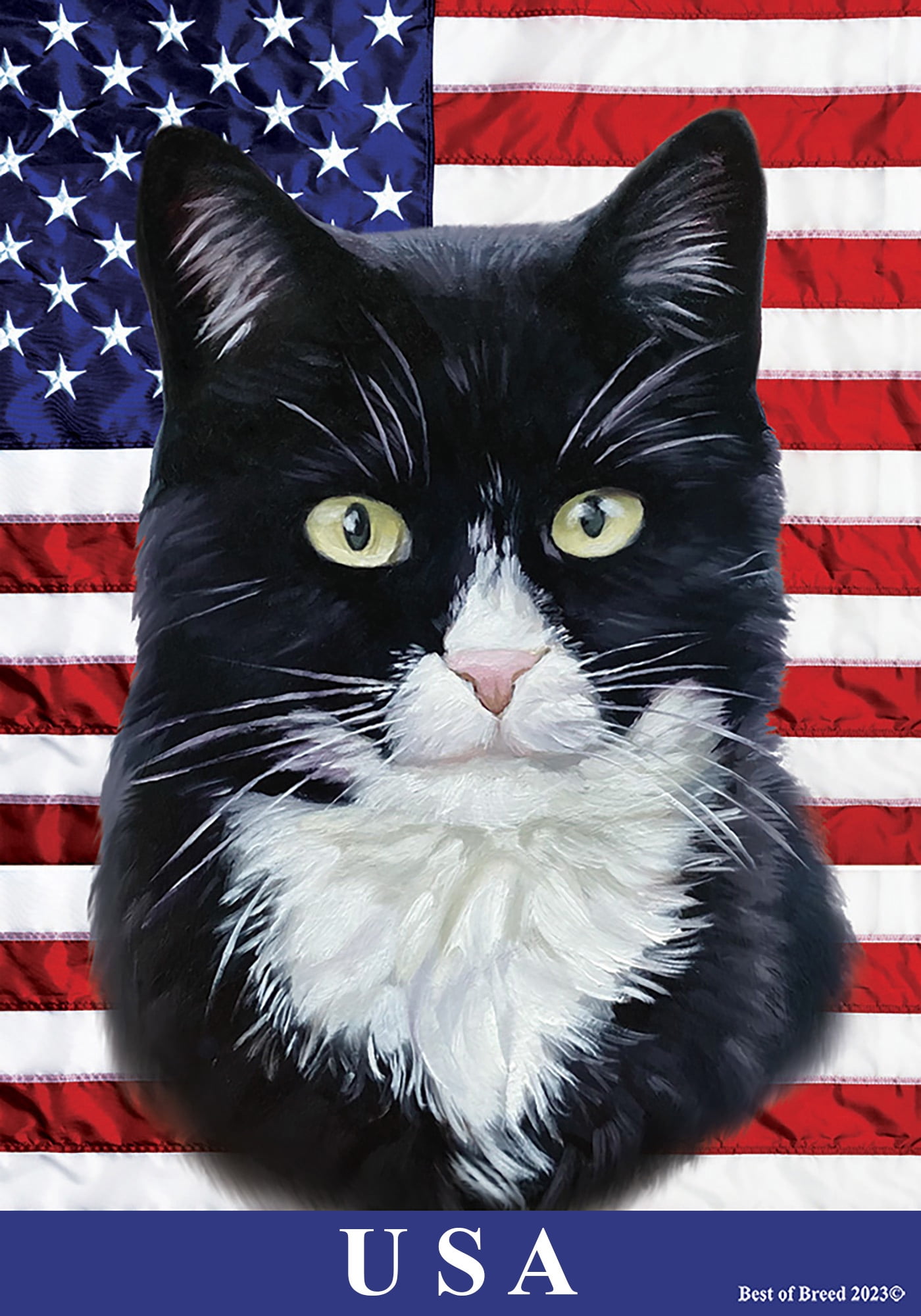 Tuxedo Cat - Best of Breed All-American II Garden Flag is 12" x 17 ...