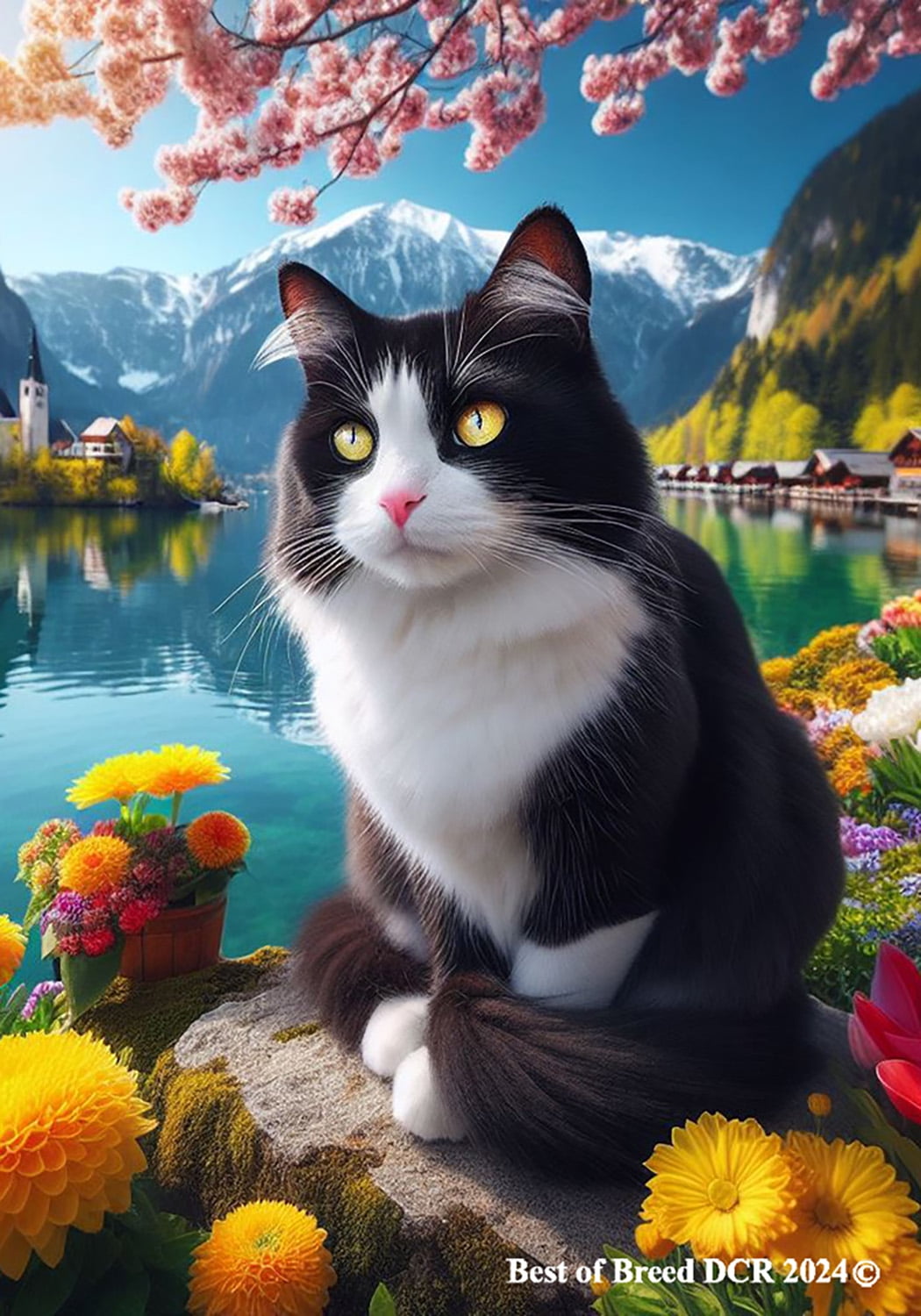 Tuxedo Cat - Best of Breed DCR Spring House Flag - Walmart.com
