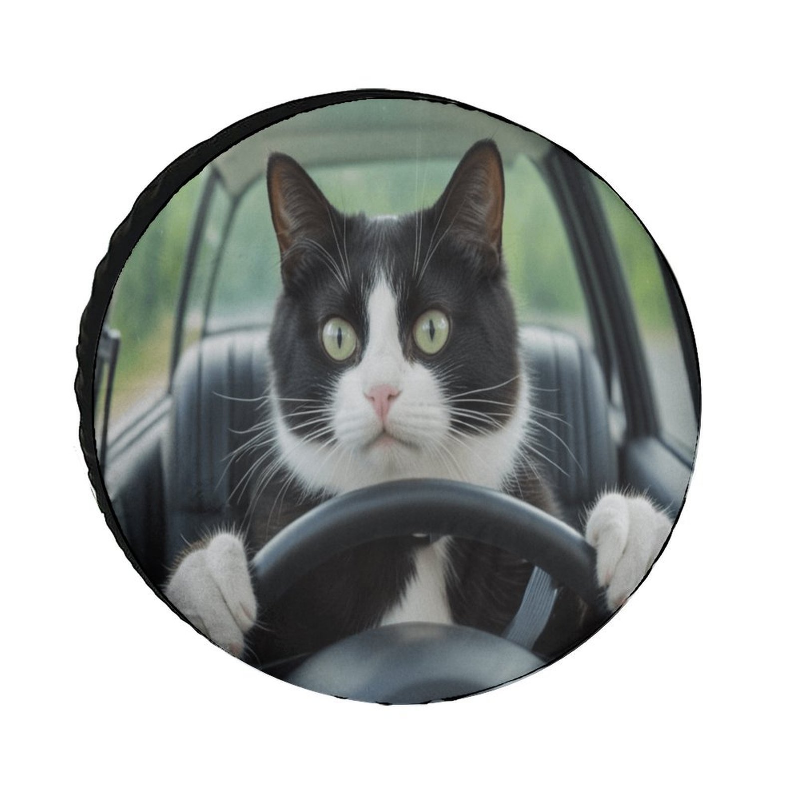 Tuxedo Cat Driving Printed Camper Spare Tire Cover 24 Inch – Universal ...