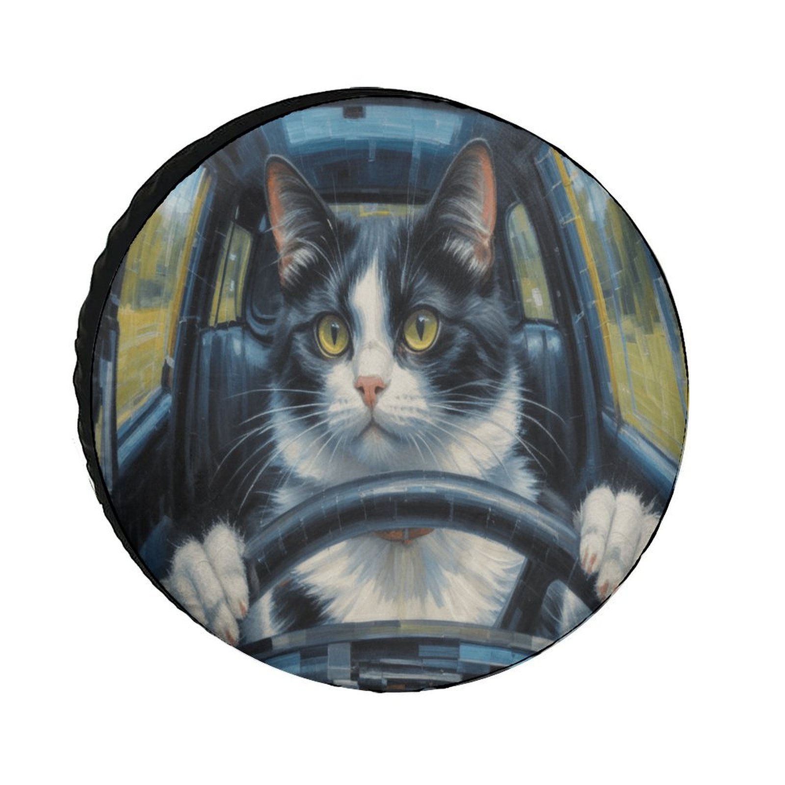 Tuxedo Cat Driving Printed Universal 32 Inch Spare Tire Cover – UV ...