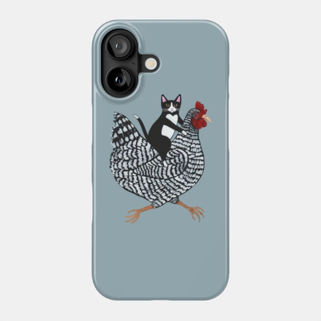 Tuxedo Cat Riding a Chicken Funny Case for Apple iPhone 11-17 Series ...