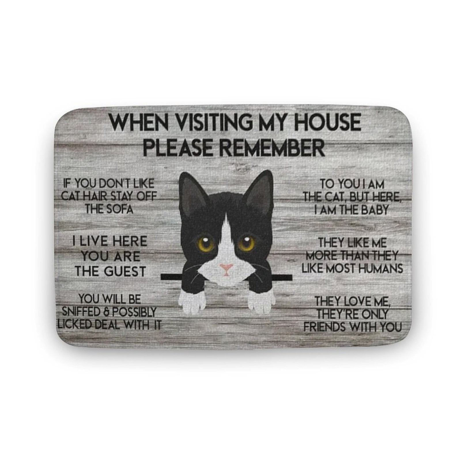 Tuxedo Cat Rug, Tuxedo Cat Doormat, Visiting My House Mat, Cat Rug ...