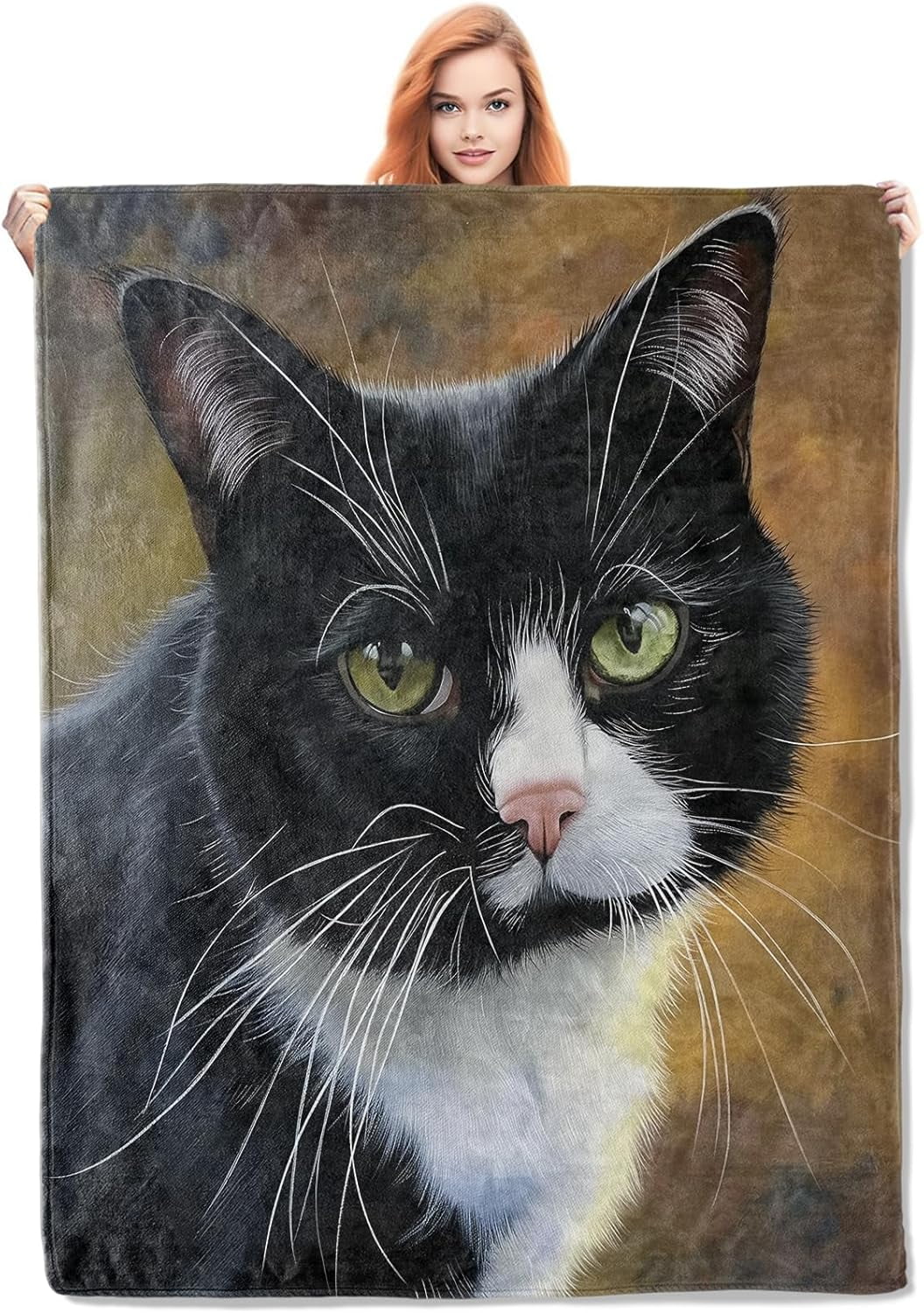 Tuxedo Cat Throw Blanket Gifts, Soft Cozy Fleece Blanket with Realistic ...