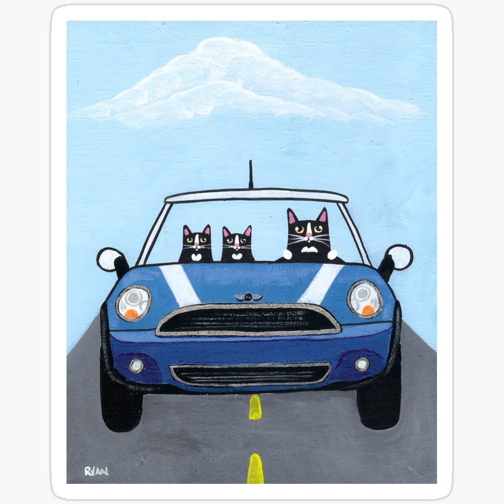 Tuxedo Cats Road Trip! Sticker Phone Decal Water Bottle Stickers Car ...