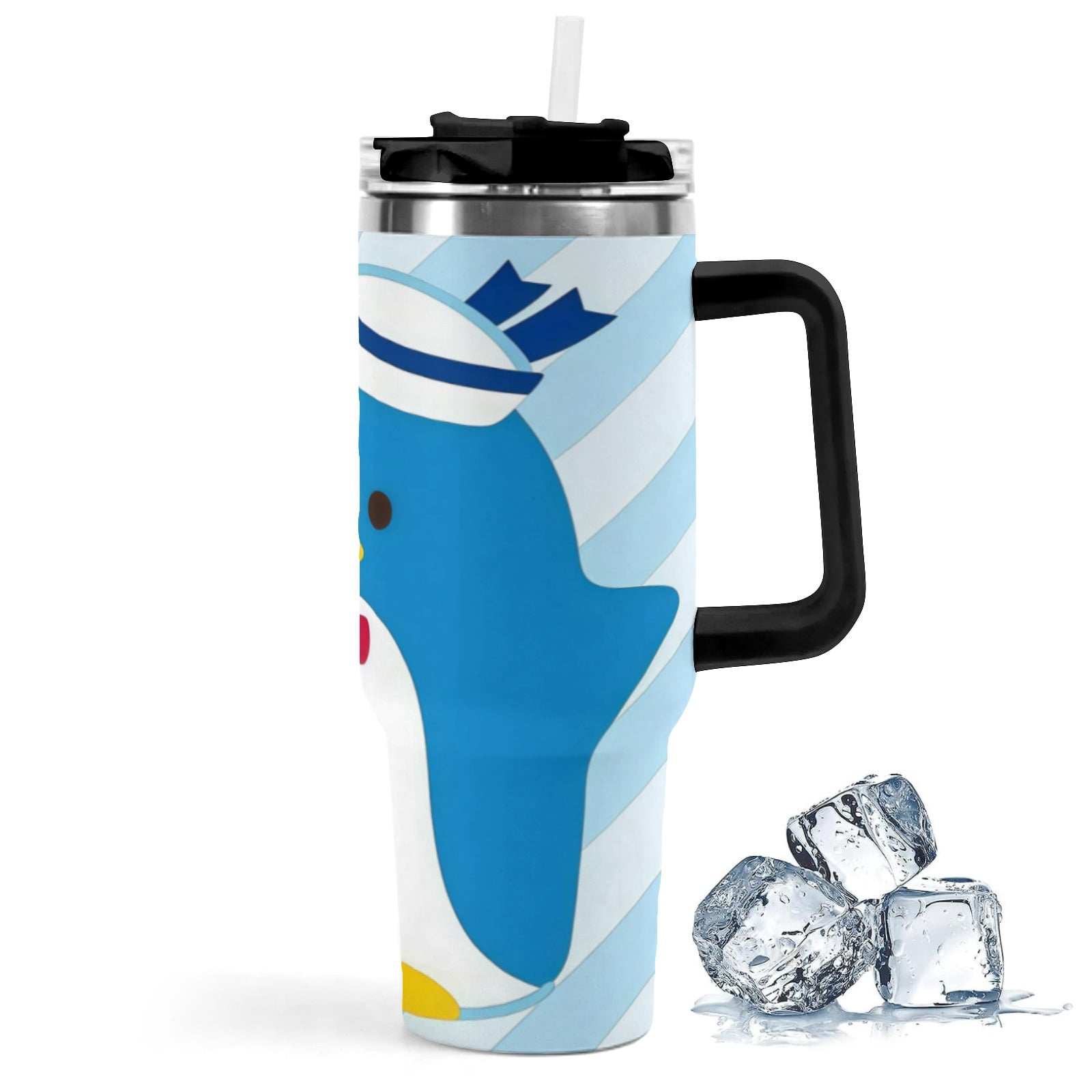 Tuxedo Sam Stainless Steel Tumbler with Handle StrawSip Double-Wall ...