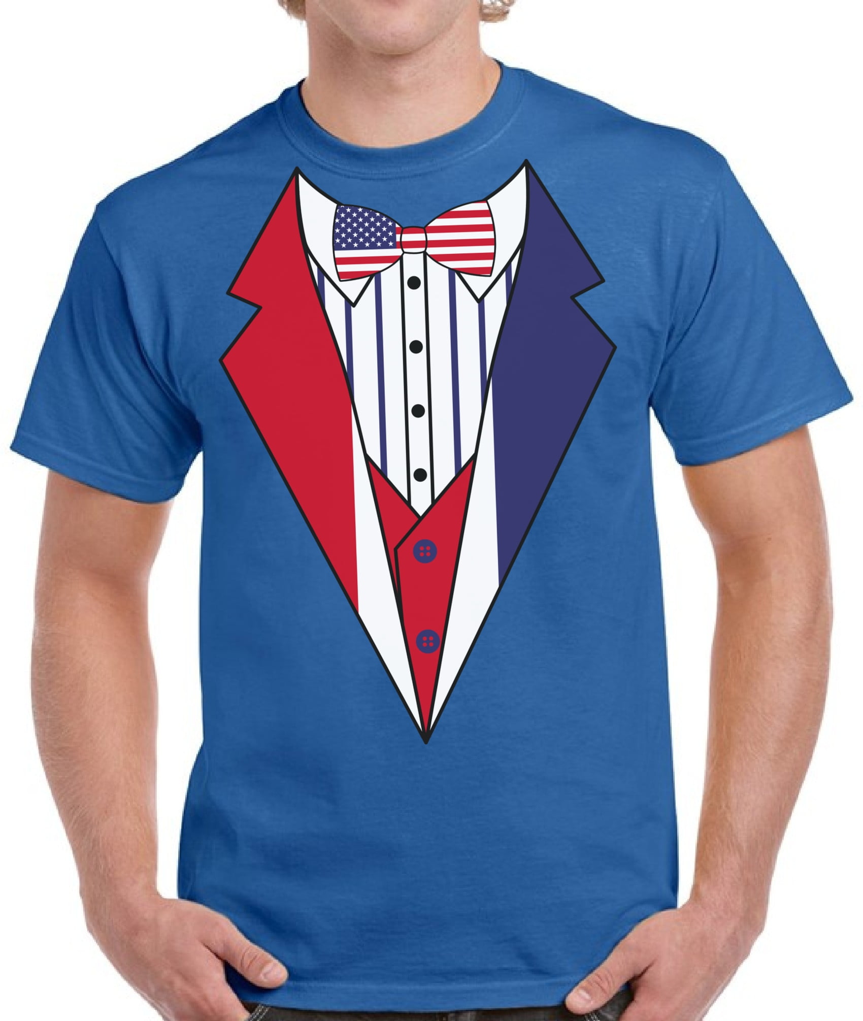 Tuxedo Shirts Men - 4th of July Funny Humor Novelty Graphic Tees - USA ...