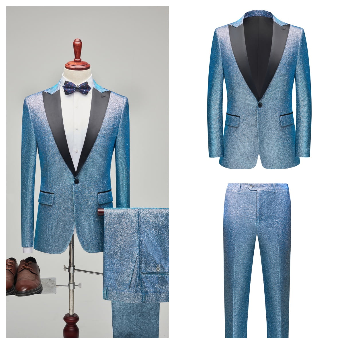 Tuxedo Suits for Men 2 Piece Regular Fit Suit sparkle Blazer Jacket ...