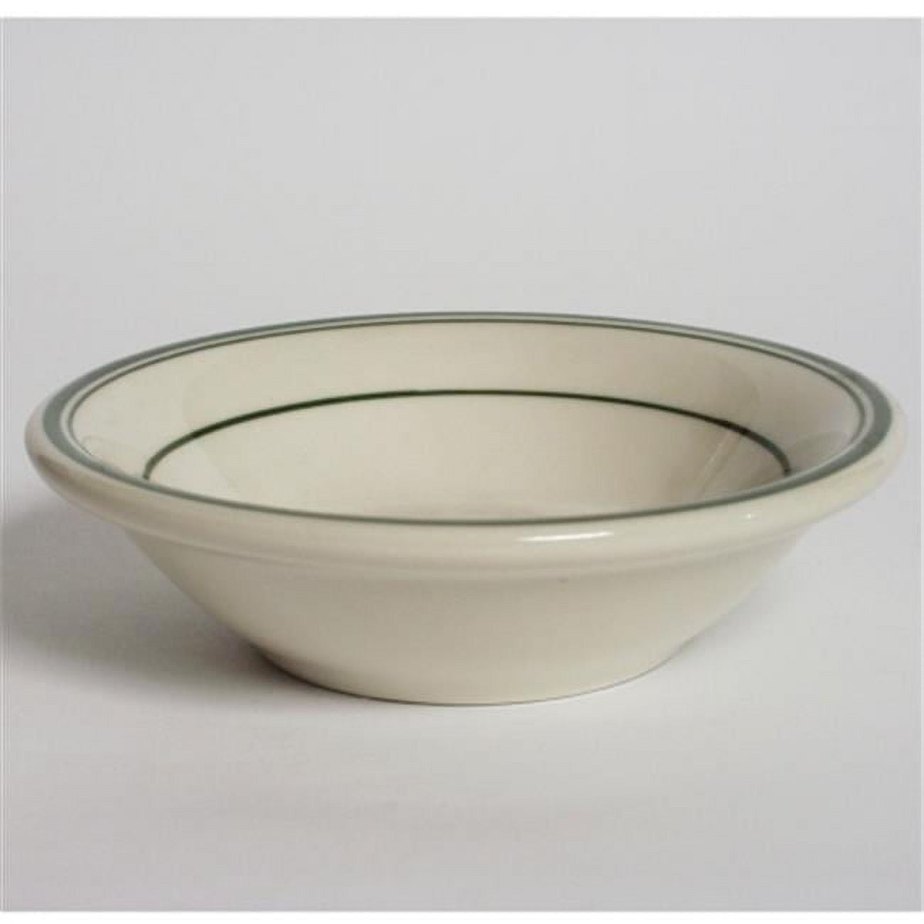Tuxton China Green Bay 4.5 oz. Wide Rim Rolled Edge Fruit Dish - American White with Green Band ...