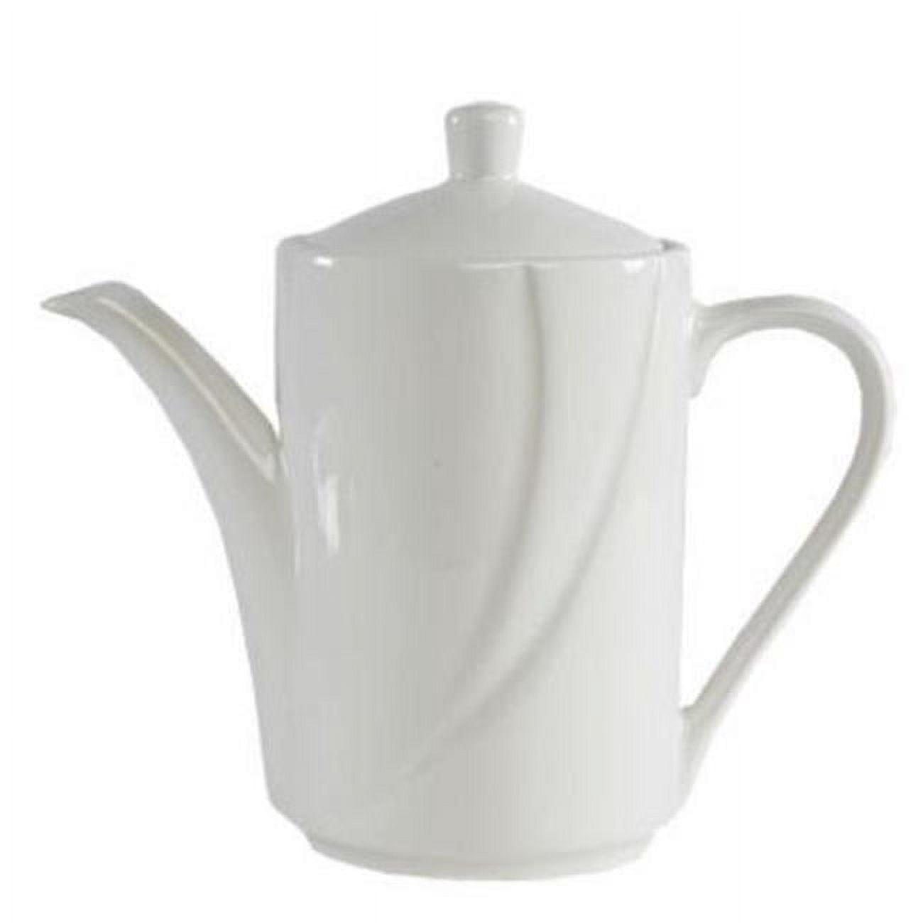 Tuxton San Marino Pearl White Embossed 21-Ounce Coffee/Tea Pot withLid ...