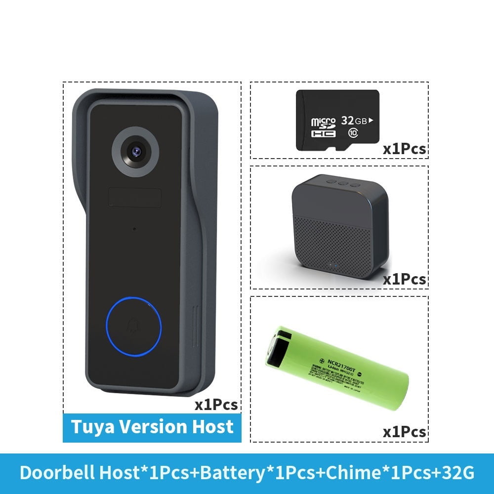 Tuya 2K Video Doorbell IP65 Outdoor Wireless IP Camera Smart Home ...