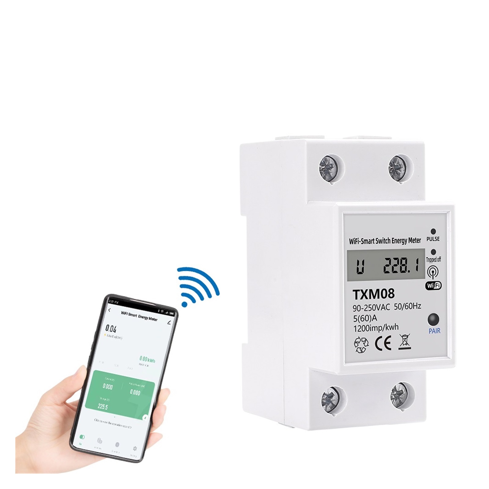Tuya 60A Din Rail Smart Energy Meter Timer Power Monitor KWh Meter ...