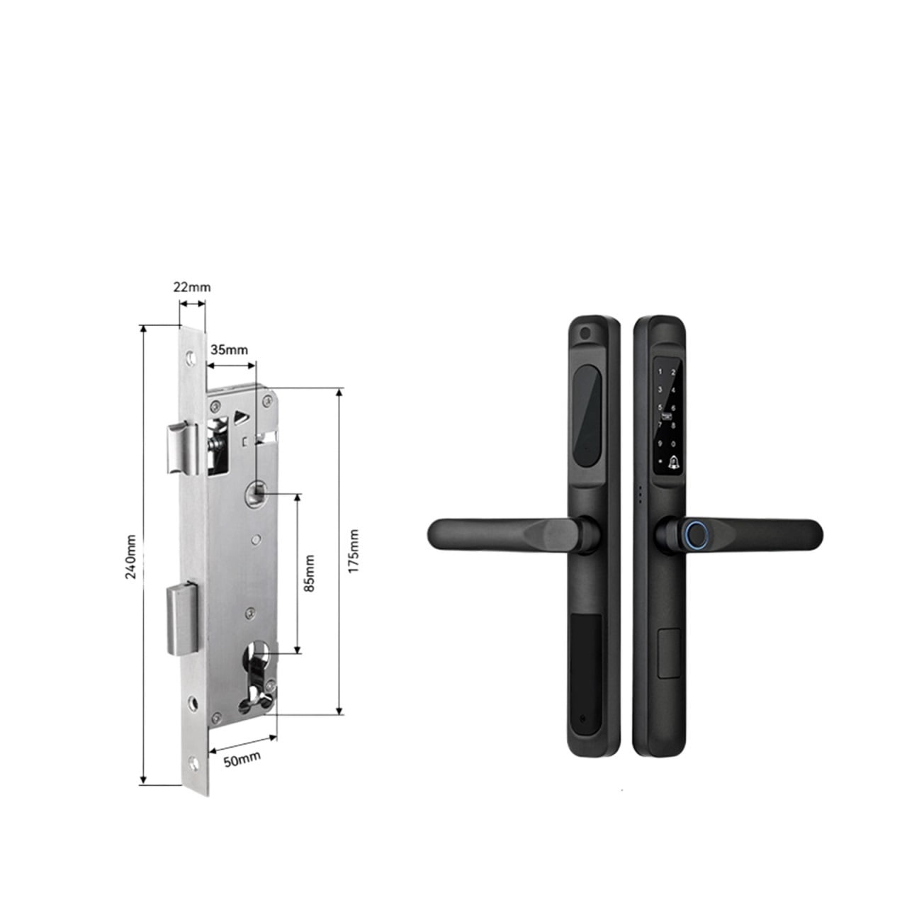 Tuya App Waterproof Smart Door Lock Aluminum Biometric Lock Fingerprint ...