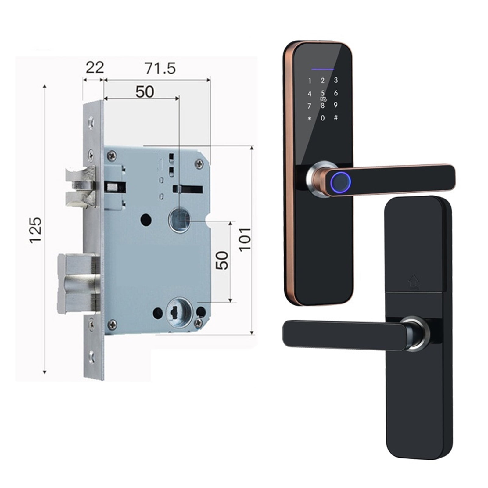 Tuya Electronic Smart Door Lock With Biometric Fingerprint / Smart Card ...