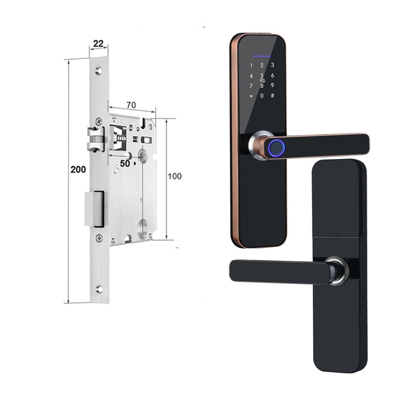 Tuya Electronic Smart Door Lock With Biometric Fingerprint / Smart Card ...