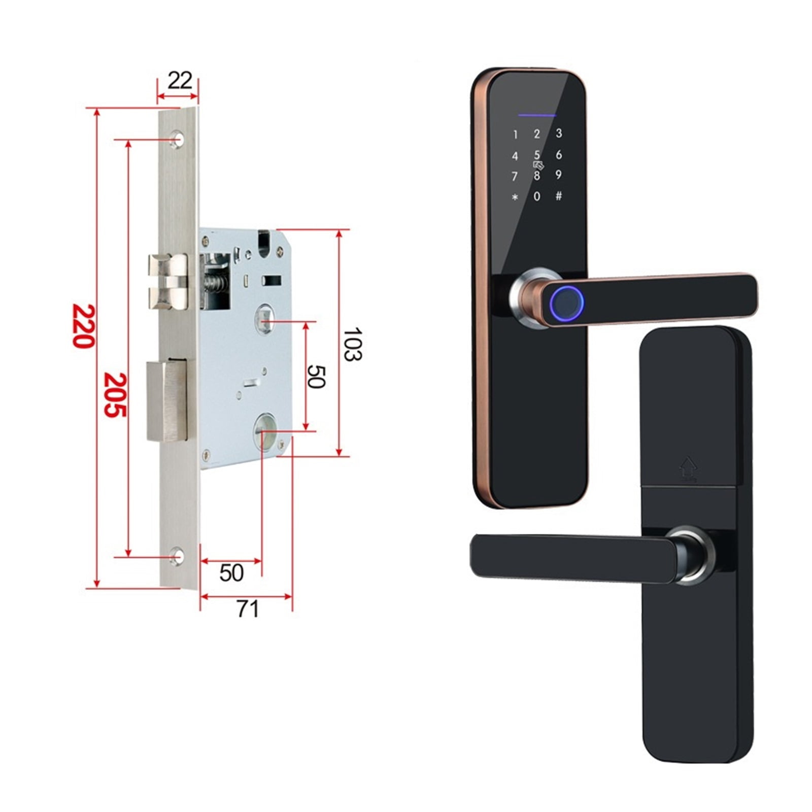 Tuya Electronic Smart Door Lock With Biometric Fingerprint / Smart Card ...