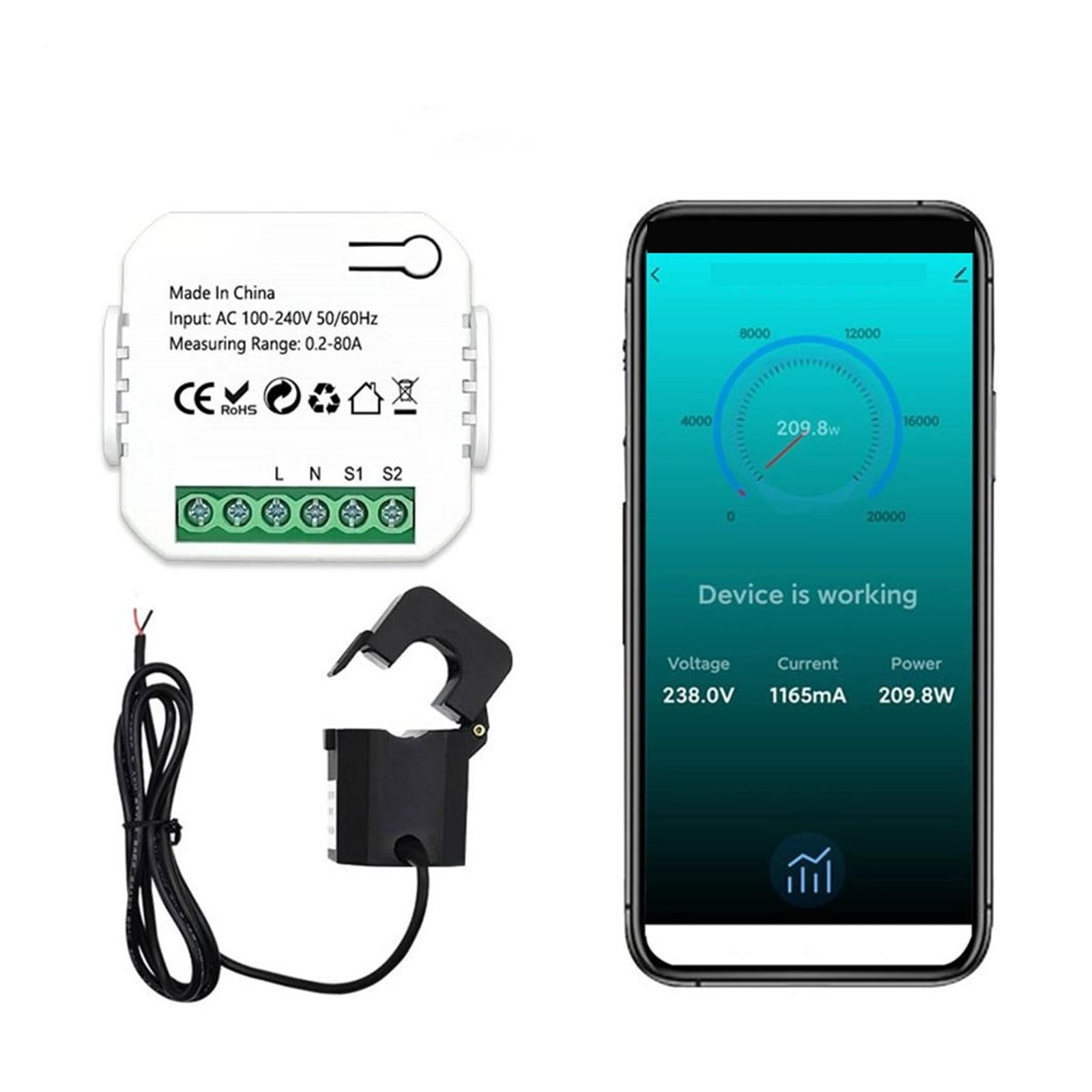 Tuya Energy Meter 80A With Clamp CT App KWh Power Consumption Monitor ...