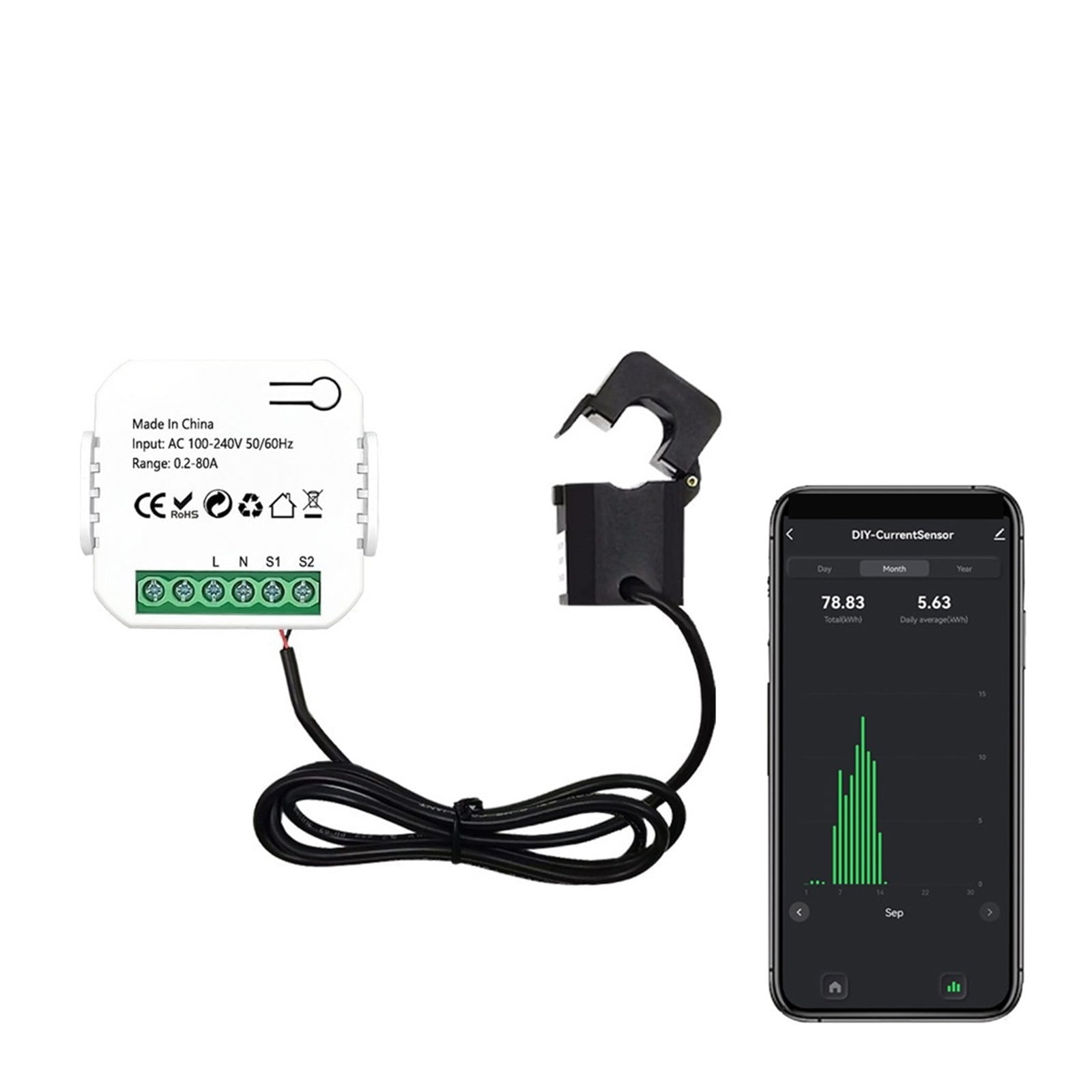 Tuya Energy Meter 80A With Current Transformer Clamp KWh Power Monitor ...