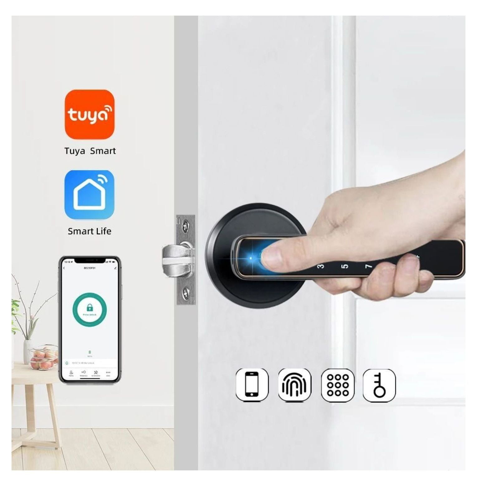 Tuya Fingerprint Door Lock with Lock Smart Fingerprint Door Handle with ...