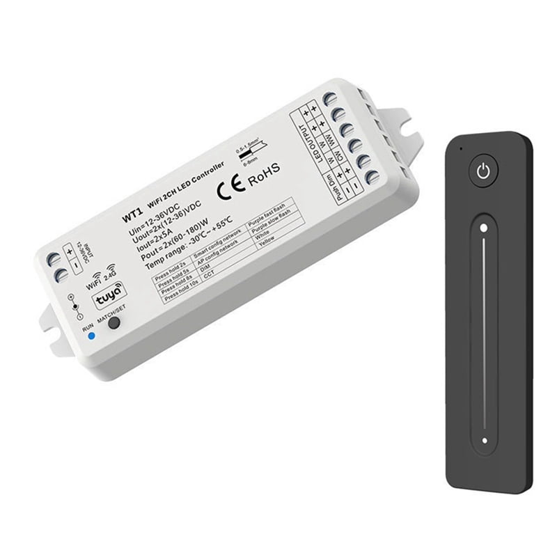 Tuya LED Dimmer 12-36V 2CH with 2.4G Wireless Remote Control LED Strip ...