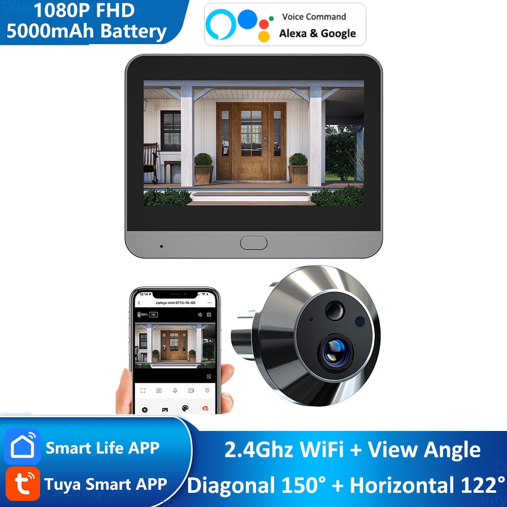 Tuya Smart 3MP 140° Panoramic Viewing Angle Mini Digital Peephole ...