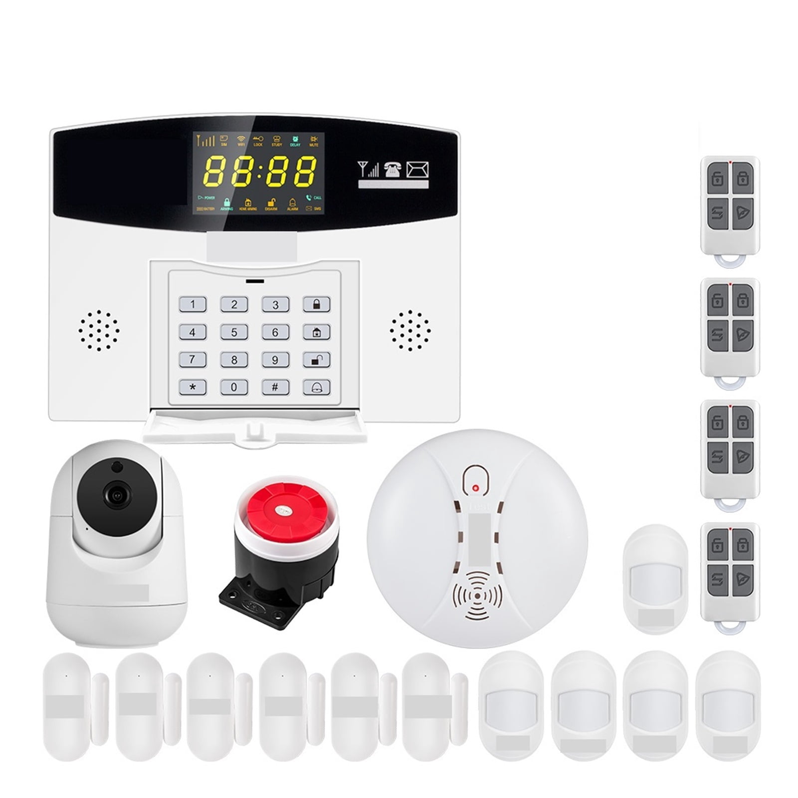 Tuya Smart 4G GSM Alarm System Burglar Alarm 433MHZ Wireless Wired Zone ...
