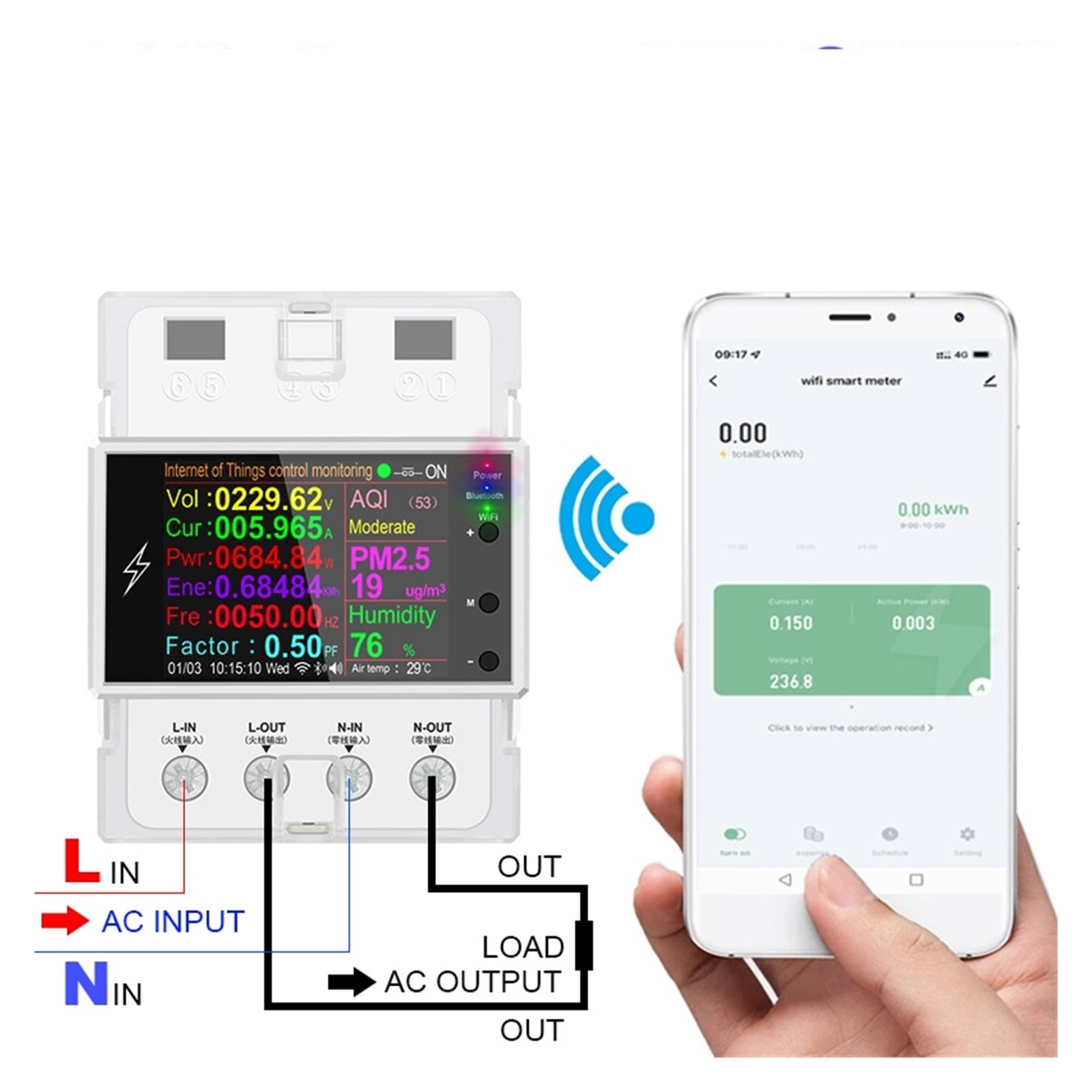 Tuya Smart Digital Din Rail Power Energy Meter WIFI Remote Metering ...