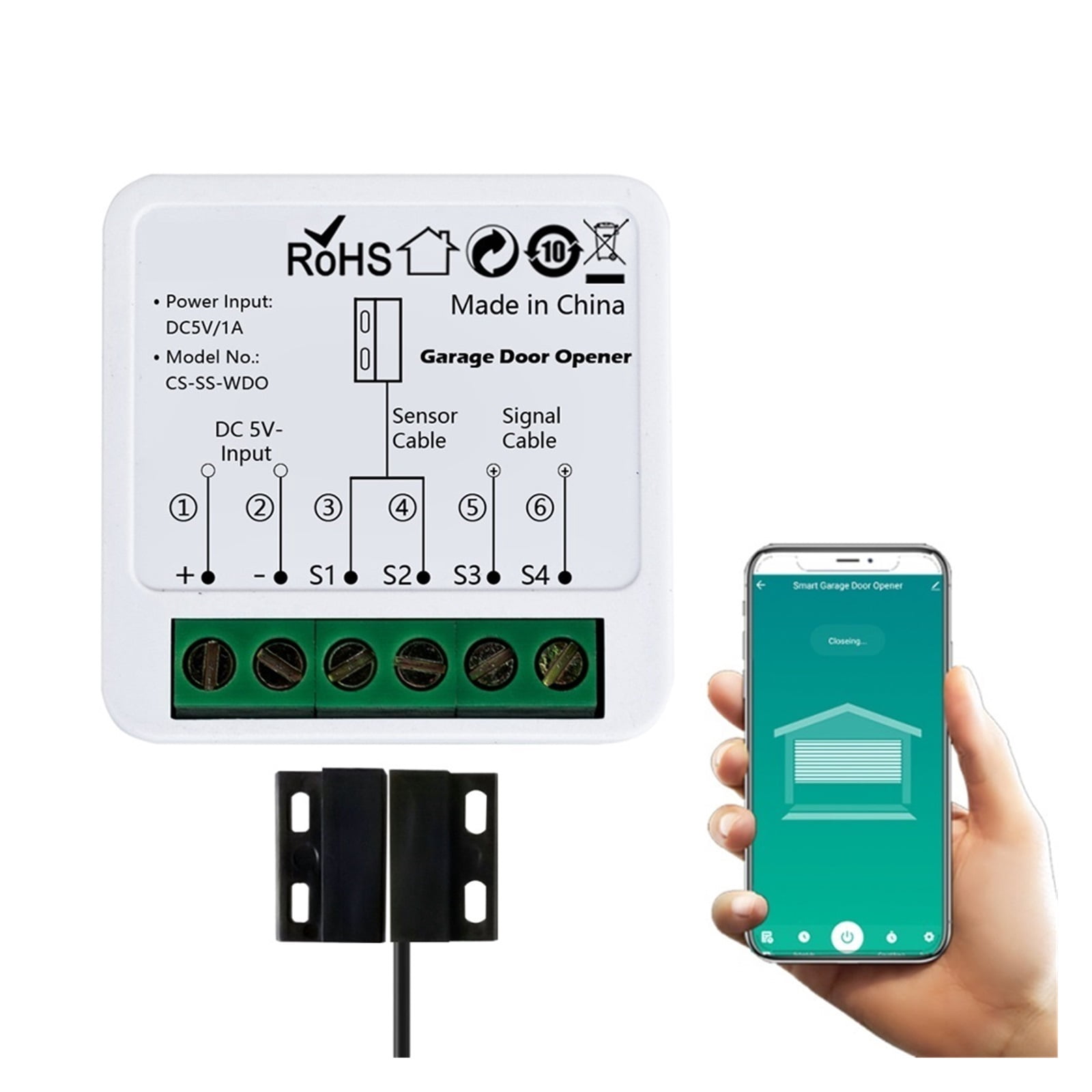 Tuya Smart Garage Door Opener WiFi Gate Door Controllor Compatible For Home Security/Farm/Garage ...