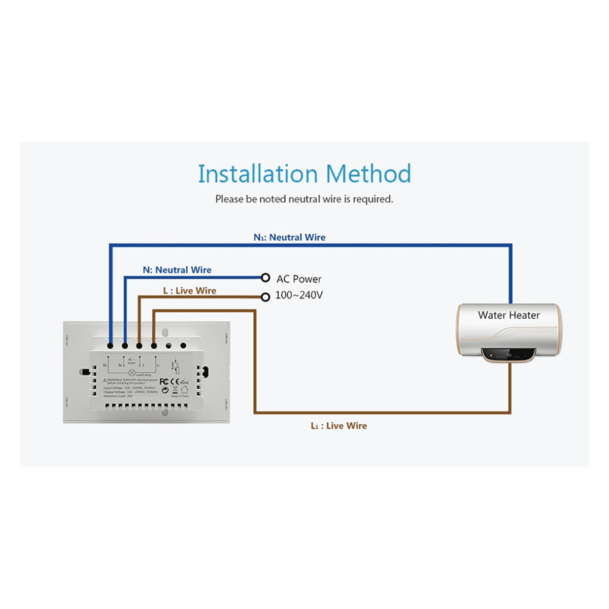 Tuya Smart Life WiFi Boiler Water Heater Switch 20A Touch Panel Timer ...