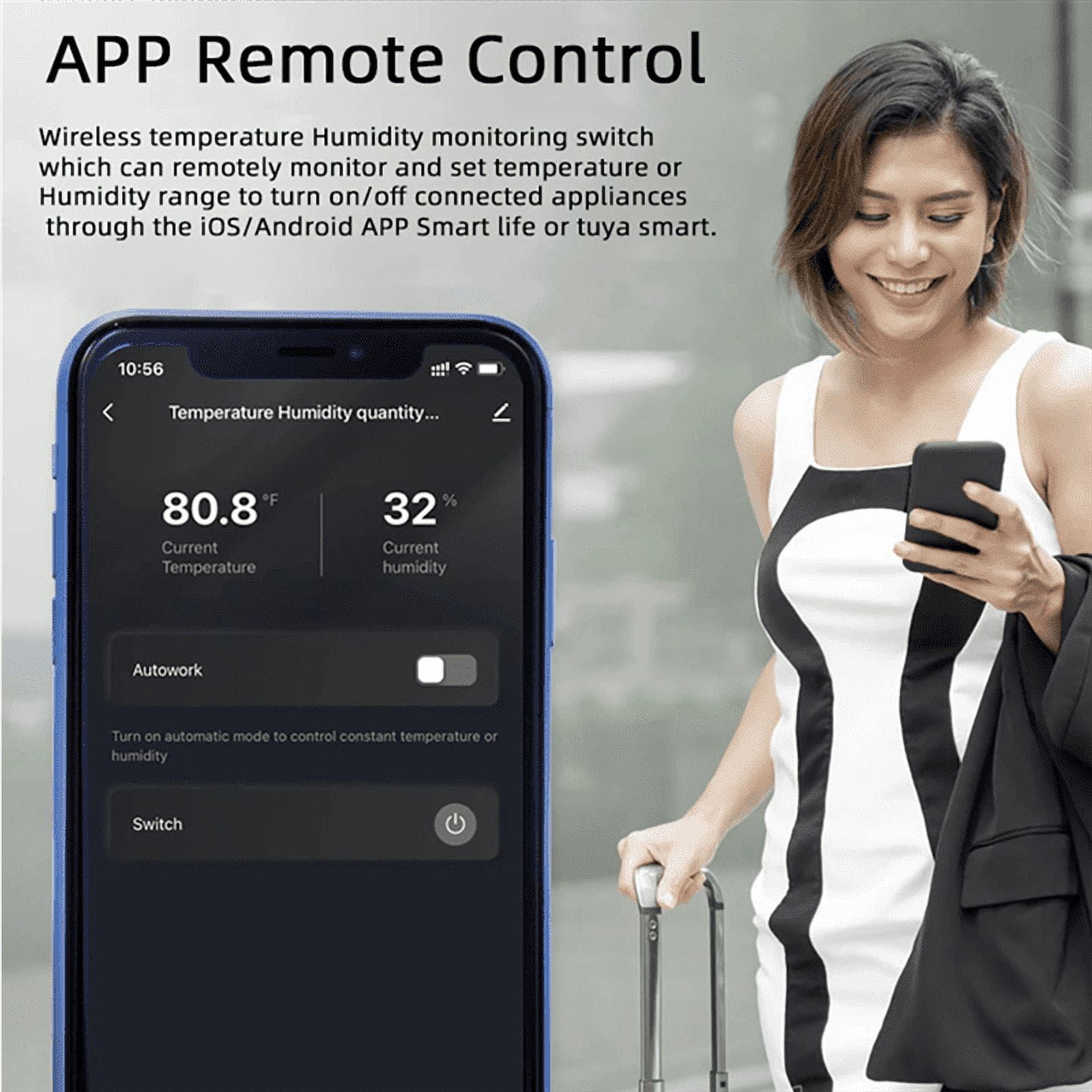 Tuya Smart WiFi Switch+RF Remote 3000W 16A Wireless Temperature and Humidity Monitoring w C485 ...