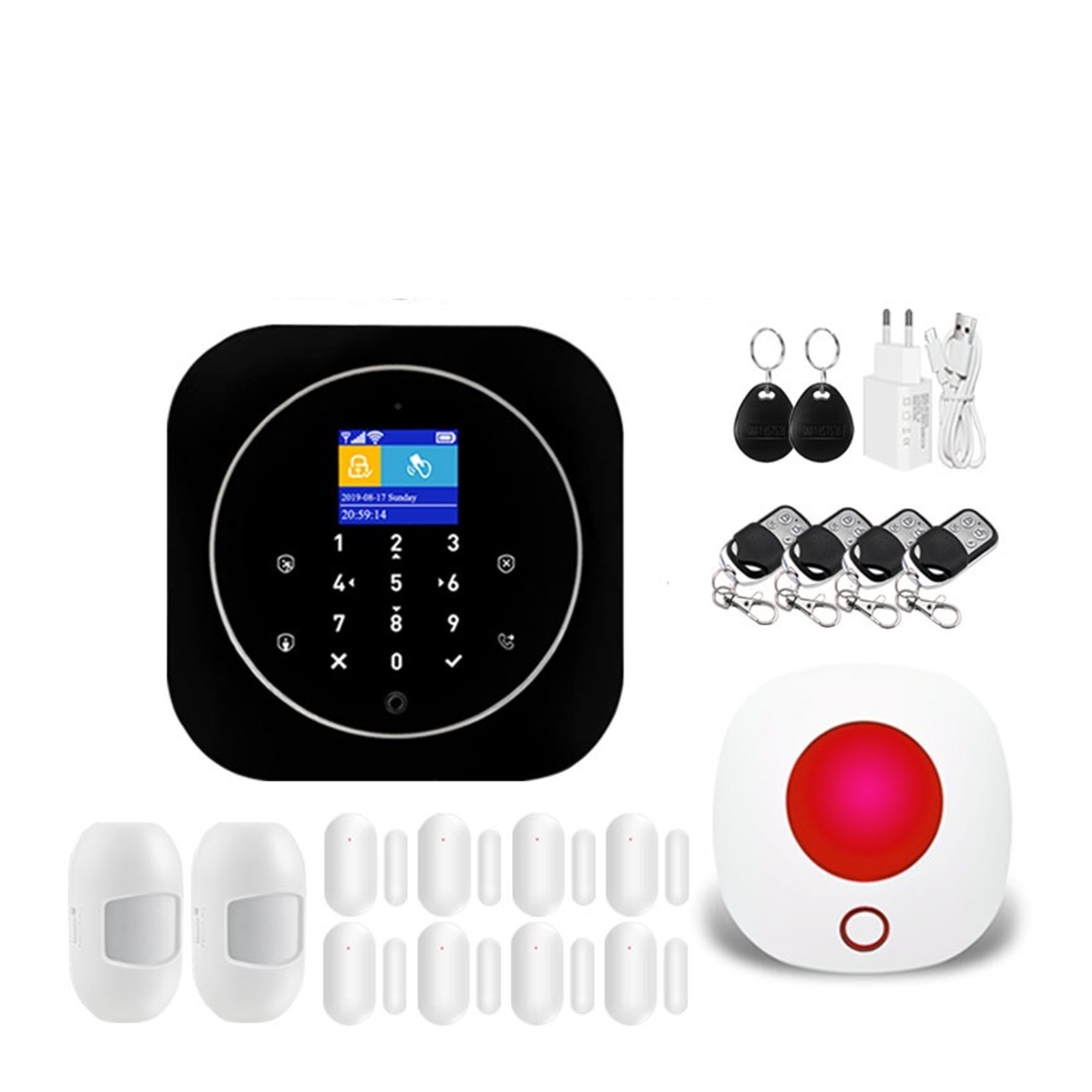 Tuya Smart Wifi GSM Home Alarm System Touch Keyboard RFID Card Remote Control APP Control With ...