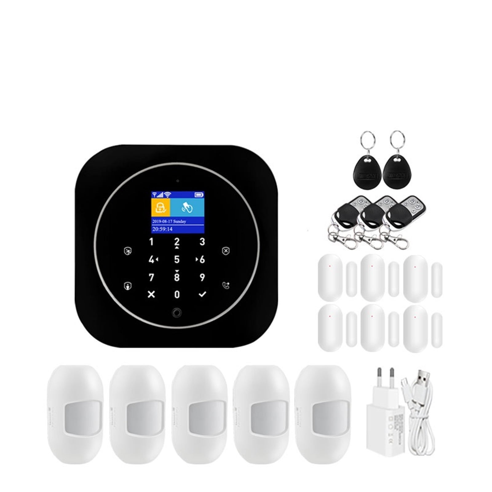 Tuya Smart Wifi GSM Home Alarm System Touch Keyboard RFID Card Remote Control APP Control With ...