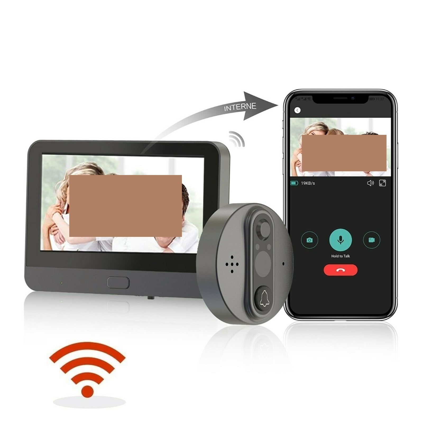 Tuya Video Doorbell Peephole Camera Door Bell Viewer 180 Degree Motion ...