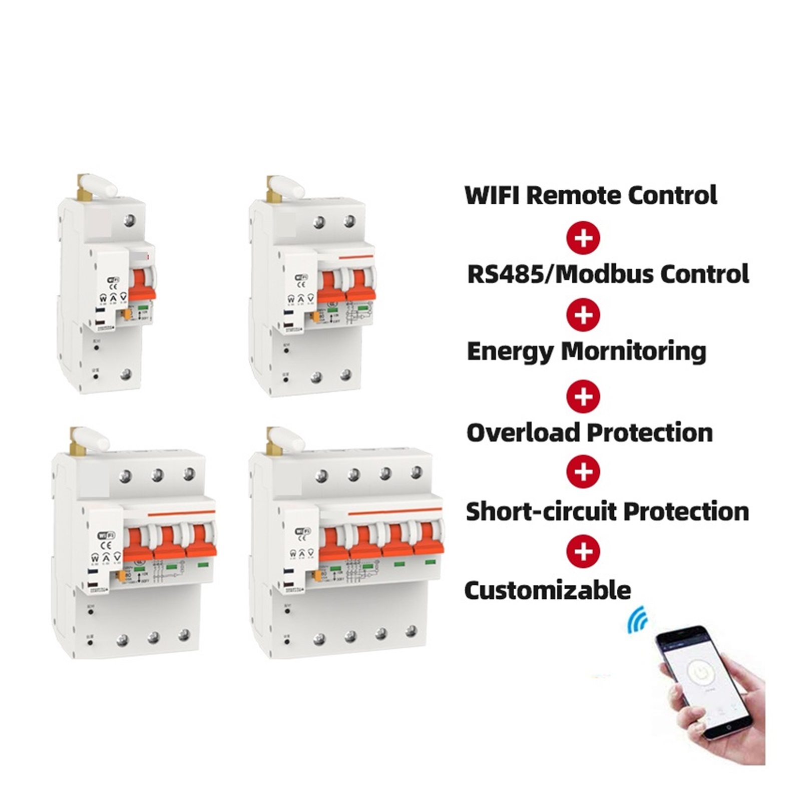 Tuya Wifi Circuit Breaker Energy Monitoring Timer Remote Control Automatic Interruptor Wifi