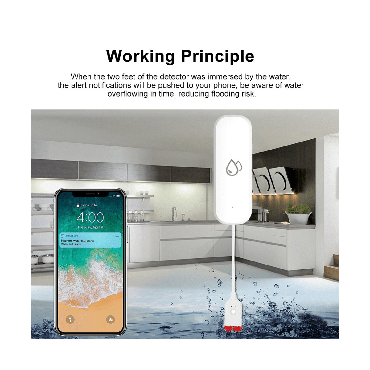 Tuya Water Leakage Sensor Detector WiFi Flood Water Leak Sensor Home ...