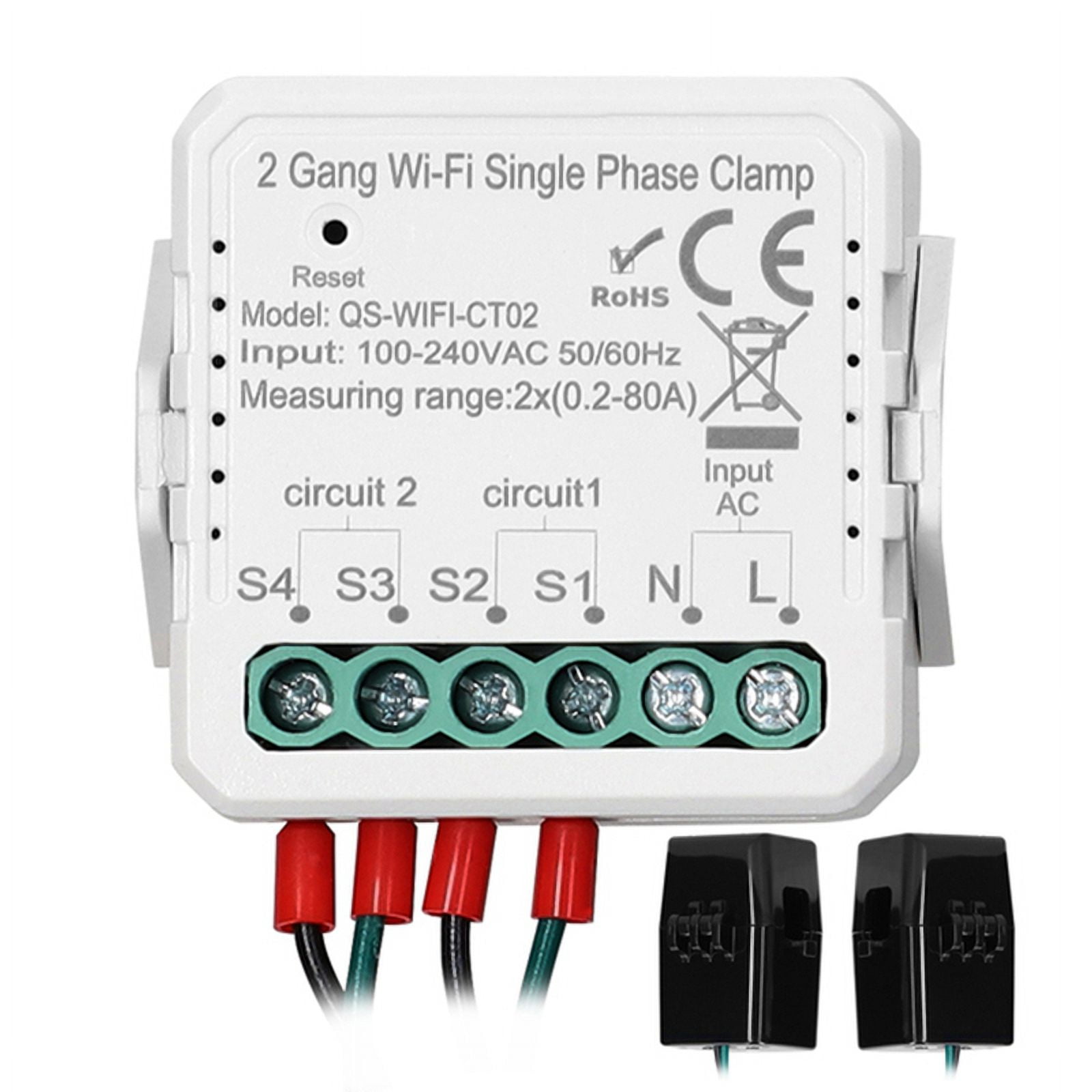 Tuya WiFi 80A Single Phase Clamp Solar PV Bidirectional Two Way Energy ...