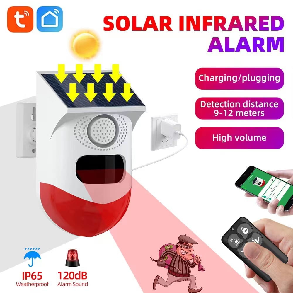 Tuya WiFi Outdoor Solar-Powered Security Alarm, PIR Motion Sensor ...