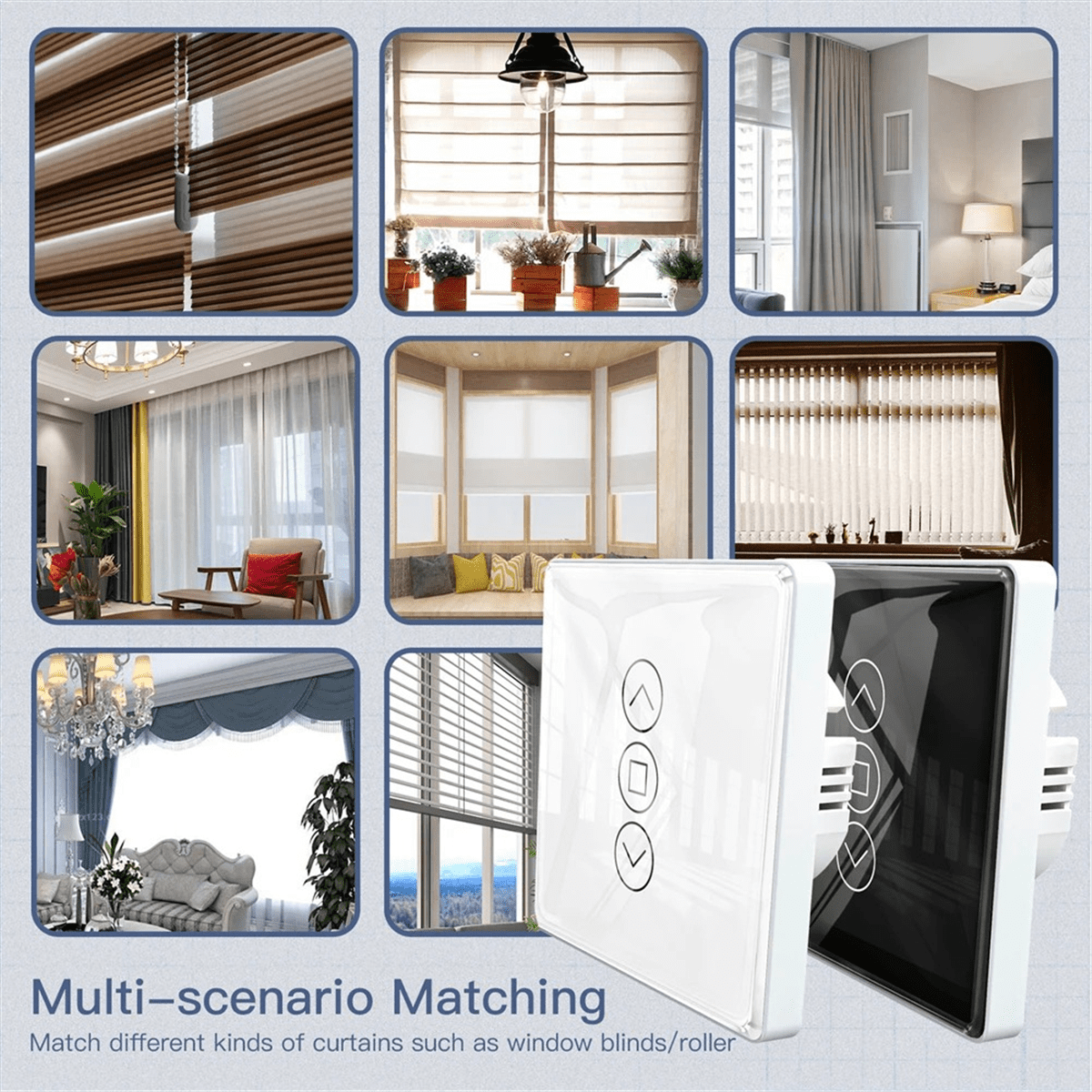 Tuya WiFi RF433 2.5D Arc Curtain Switch Glass Touch Panel for Roller ...