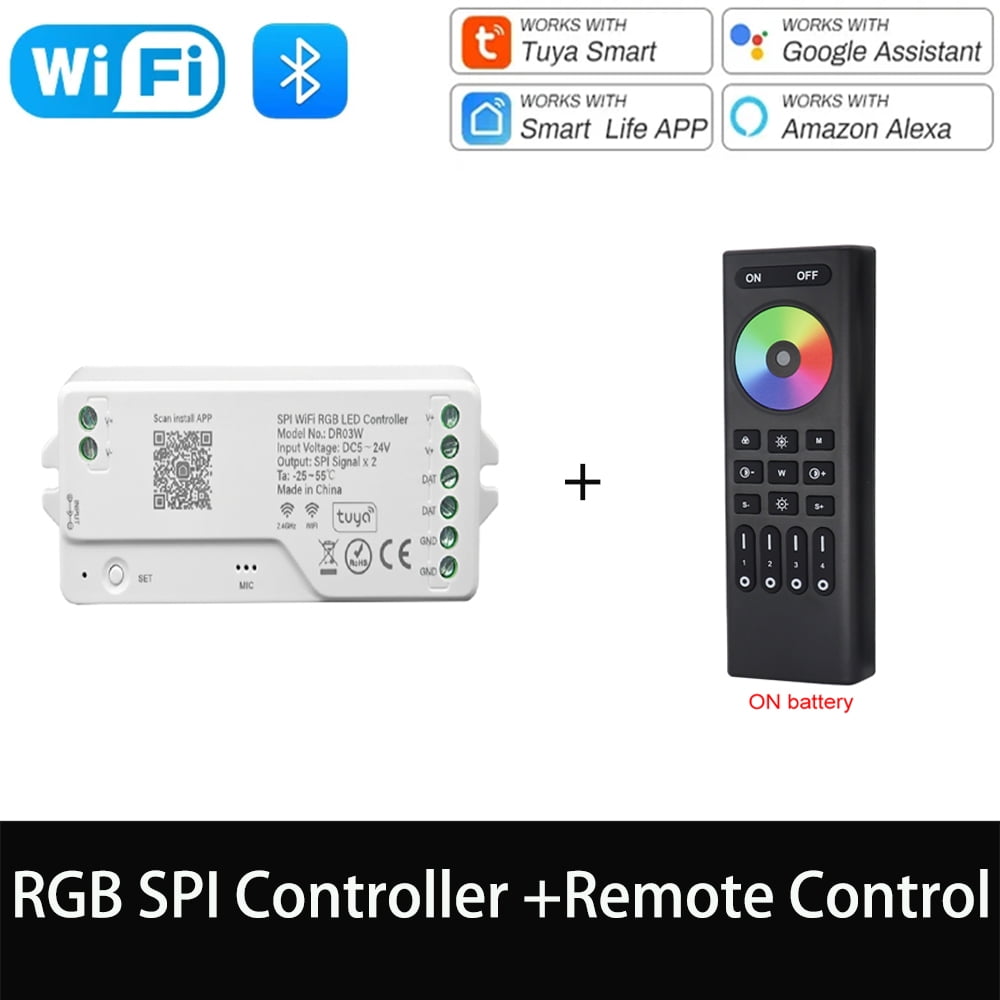 Tuya WiFi SPI LED Controller RGBIC Pixel LED Strip Dimmer RF Remote Control WS2811 WS2812B ...