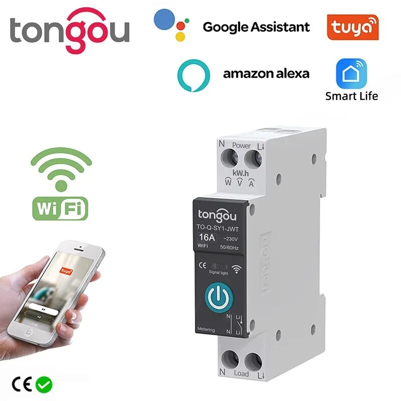 Tuya WiFi Smart Circuit Breaker 1P 63A DIN Rail for Smart Home Wireless ...