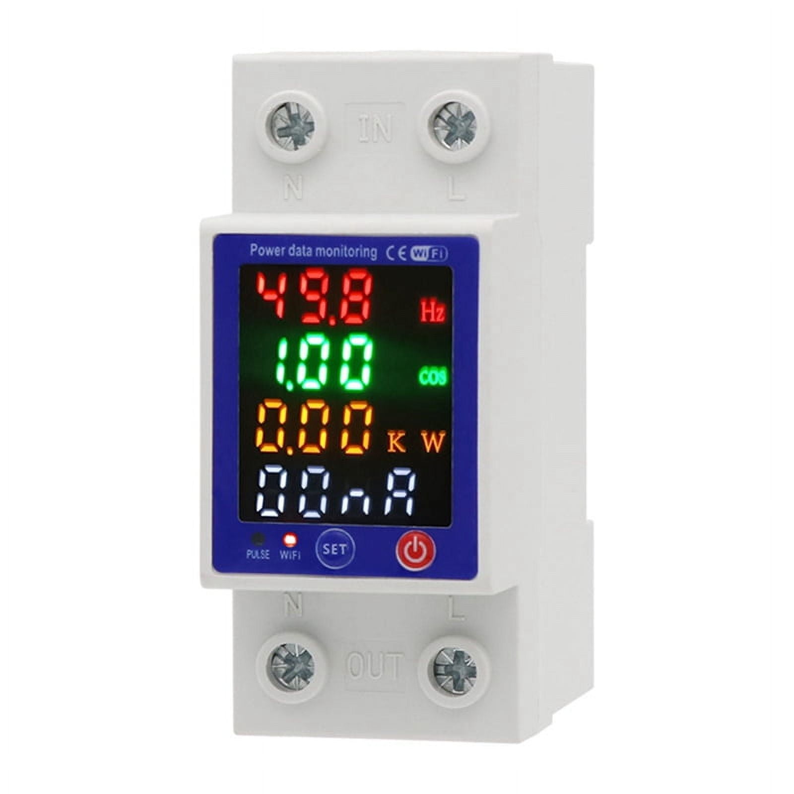 Tuya WiFi Smart Energy Meter Multifunctional Protector Color Display ...