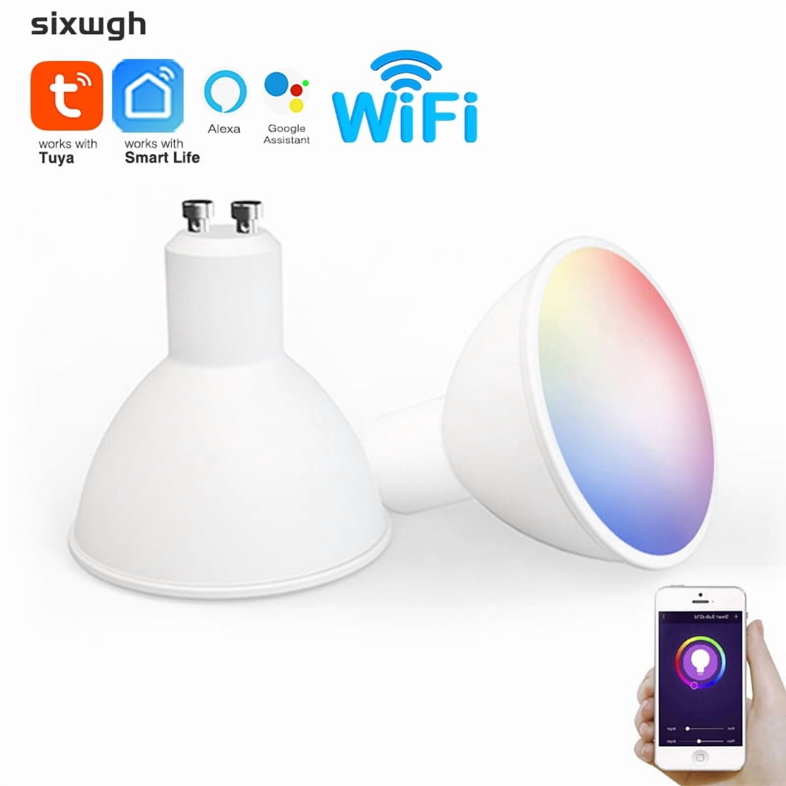 Tuya WiFi Smart LED Bulb GU10, RGB+CCT Adjustable, Voice Control with ...