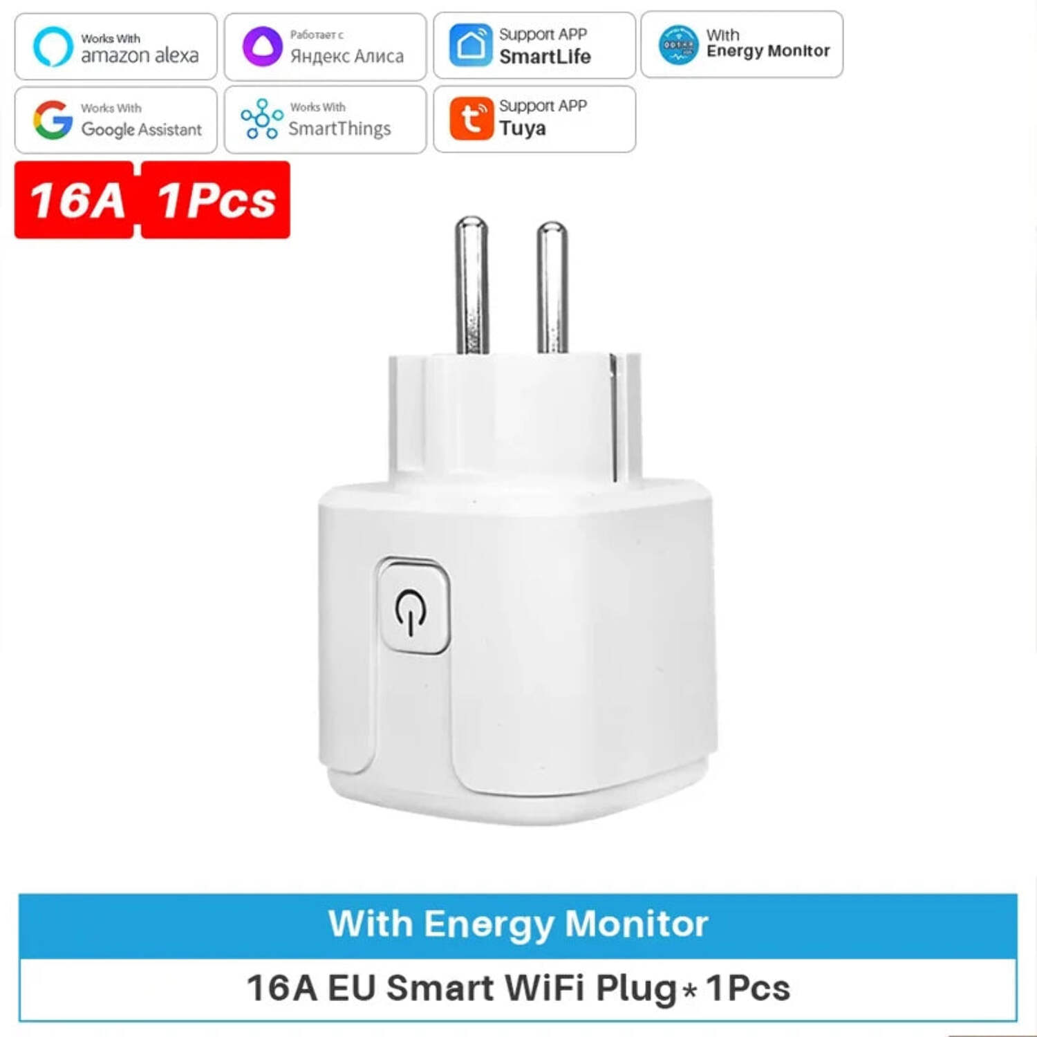 Tuya WiFi Smart Plug 16A/20A EU Power Monitor Switch Smart Socket With Timing Function Smart ...