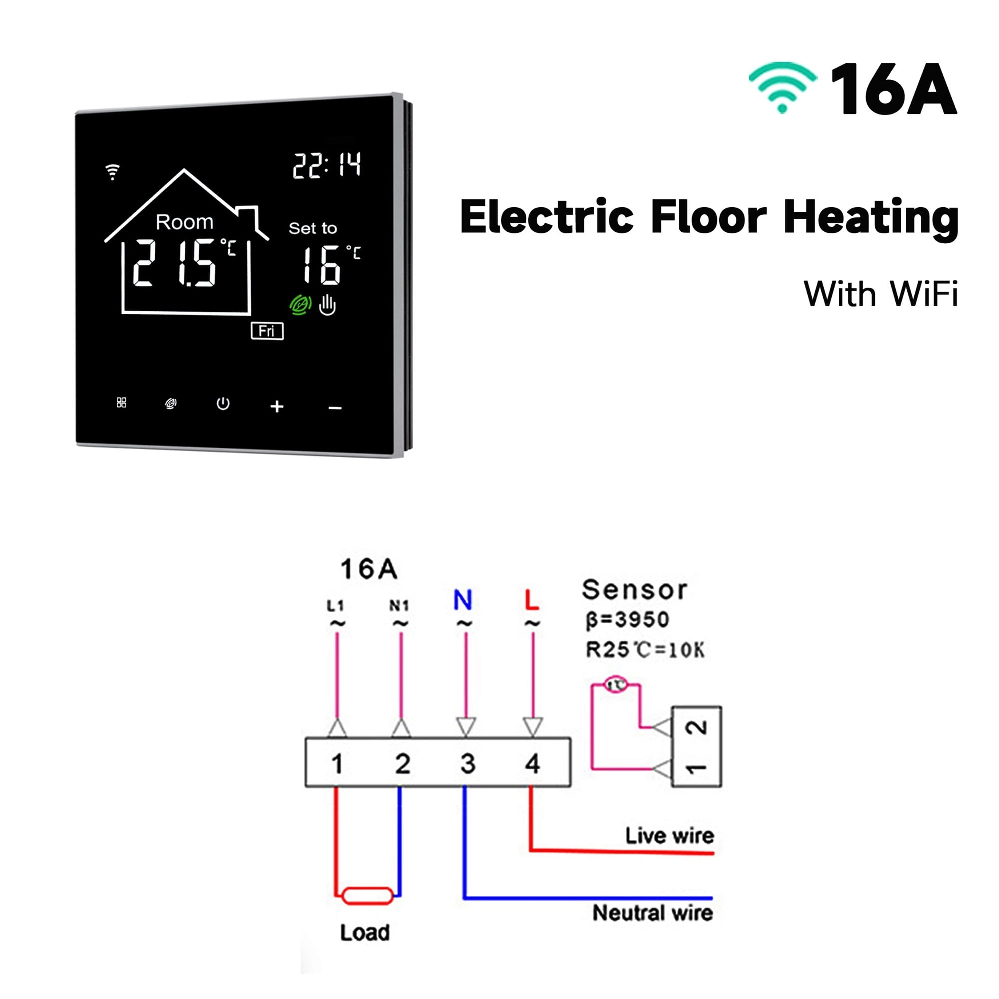 Tuya WiFi Smart Thermostat LCD Display Touch Screen For Electric Floor ...