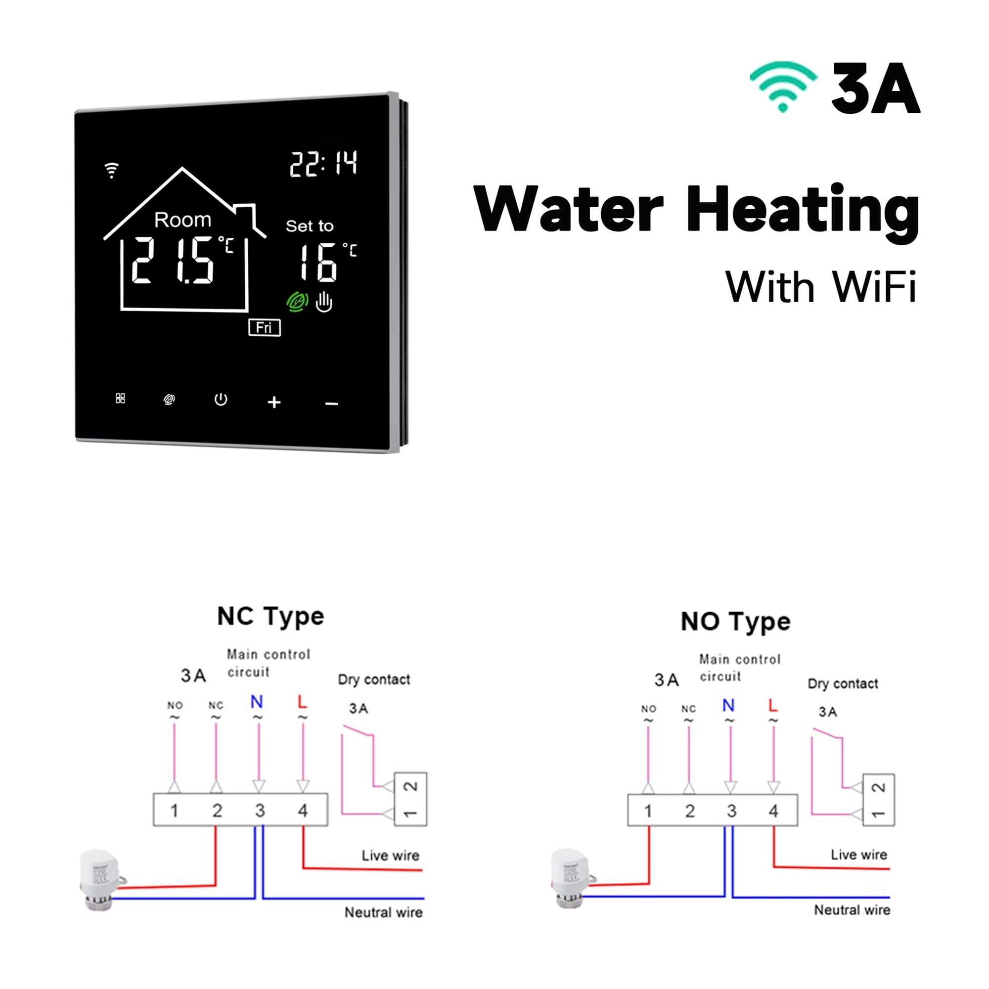 Tuya WiFi Smart Thermostat LCD Display Touch Screen For Electric Floor Heating Water/Gas Boiler ...