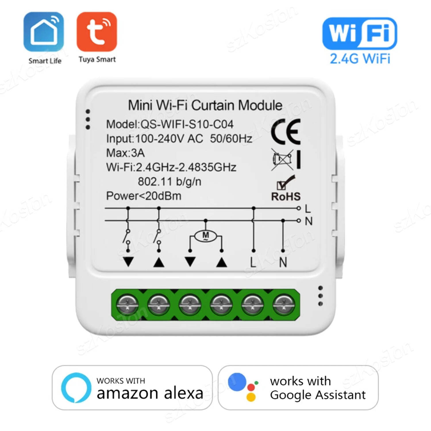 Tuya WiFi Zigbee Smart Curtain Switch Module for Roller Blinds Shutter ...