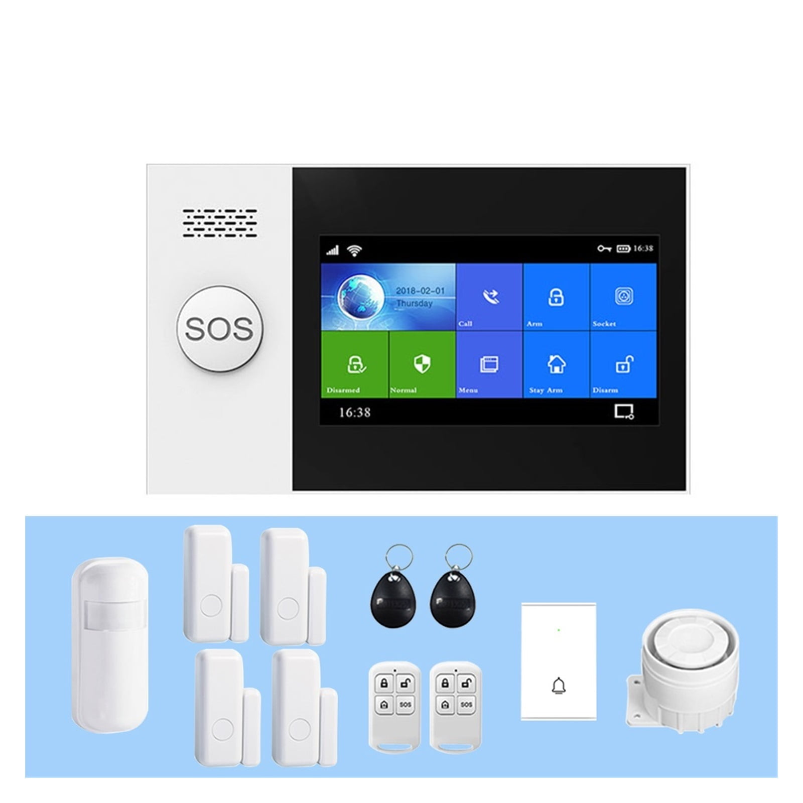 Tuya Wifi + GSM Alarm System Home Security Kit Touch Full Screen For ...