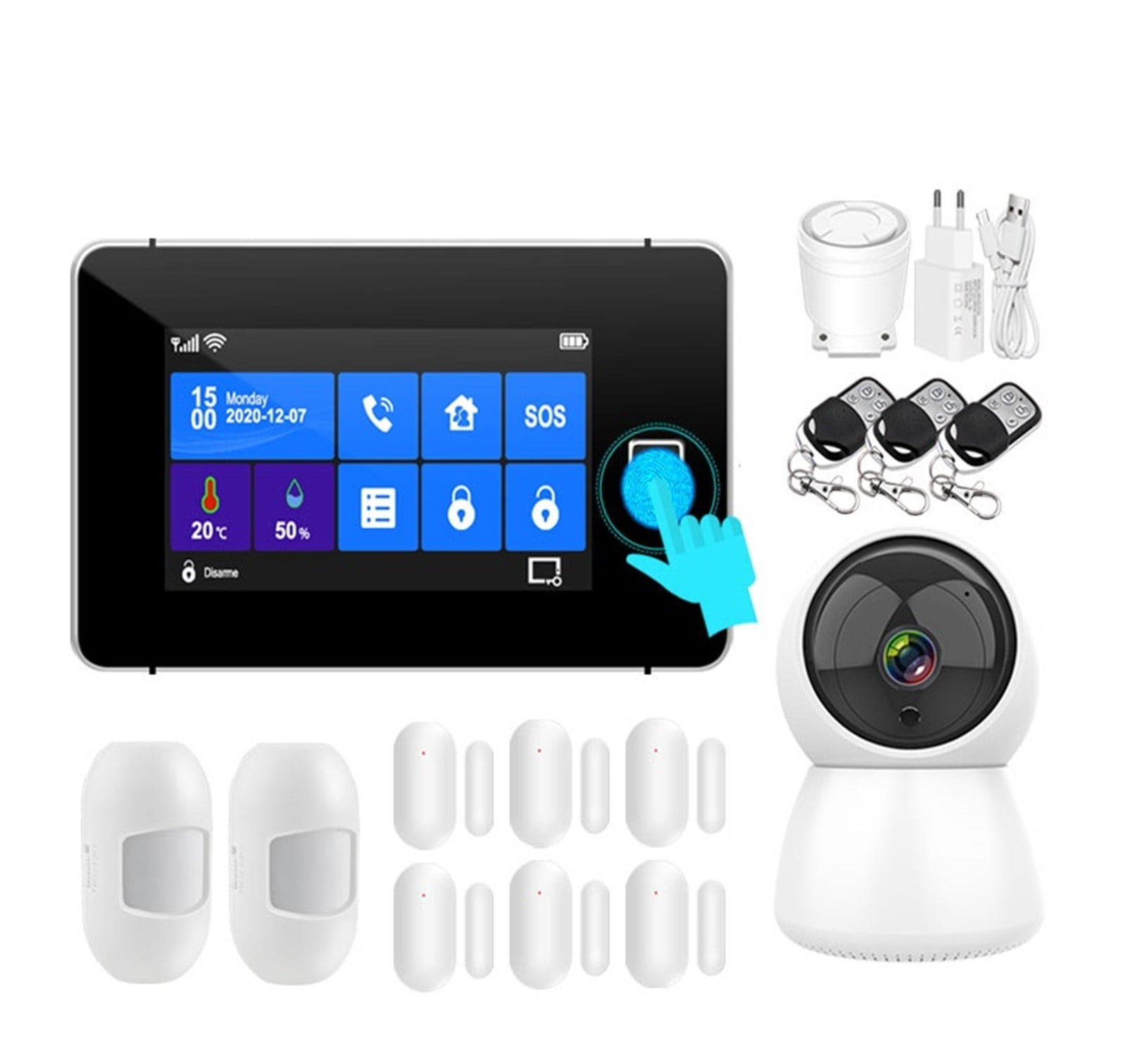 Tuya Wifi Gsm Home Burglar Alarm System TFT Touch Keyboard Fingerprint ...