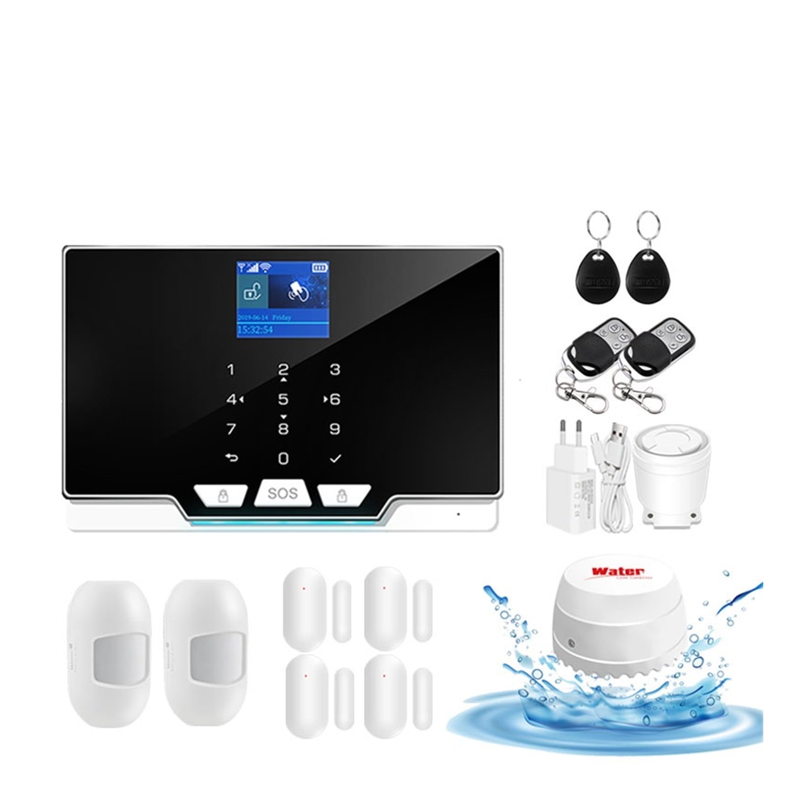 Tuya Wifi Gsm Home Burglar Security Alarm System Kit RFID TFT Touch Keyboard Smart Life APP ...
