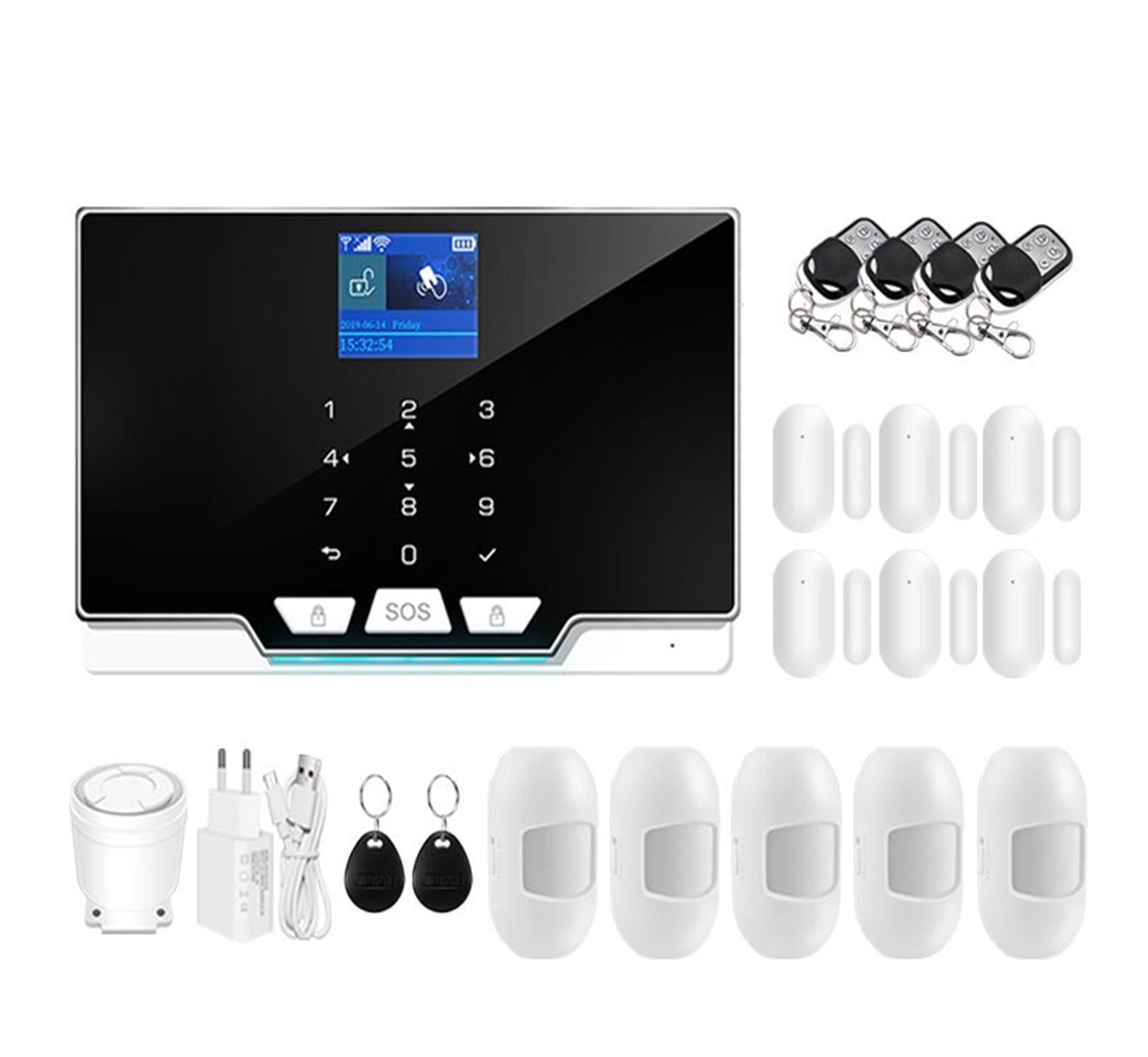 Tuya Wifi Gsm Home Burglar Security Alarm System RFID TFT Touch Keyboard 11 Voices Compatible ...