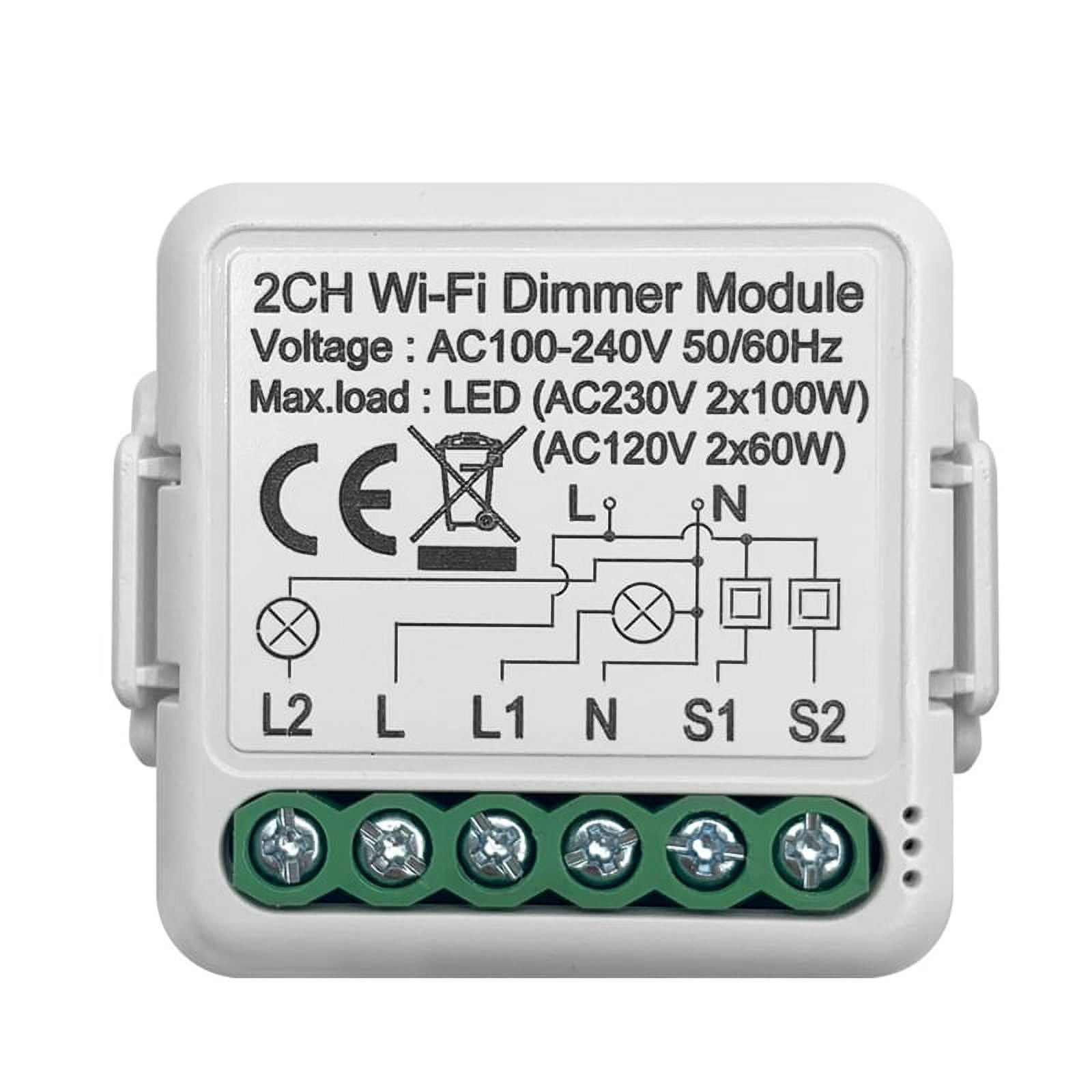 Tuya Wifi Smart Dimmer Switch Module 10A Support 2 Way Control 2 Gang ...